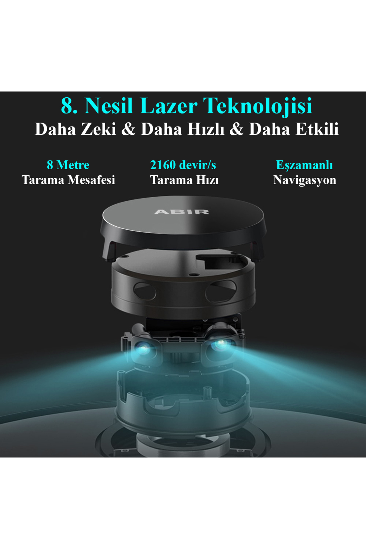 Abir X8 Pro Ultraviyole 5000pa Lidar Robot Süpürge & Paspas - Fiyatı, Yorumları