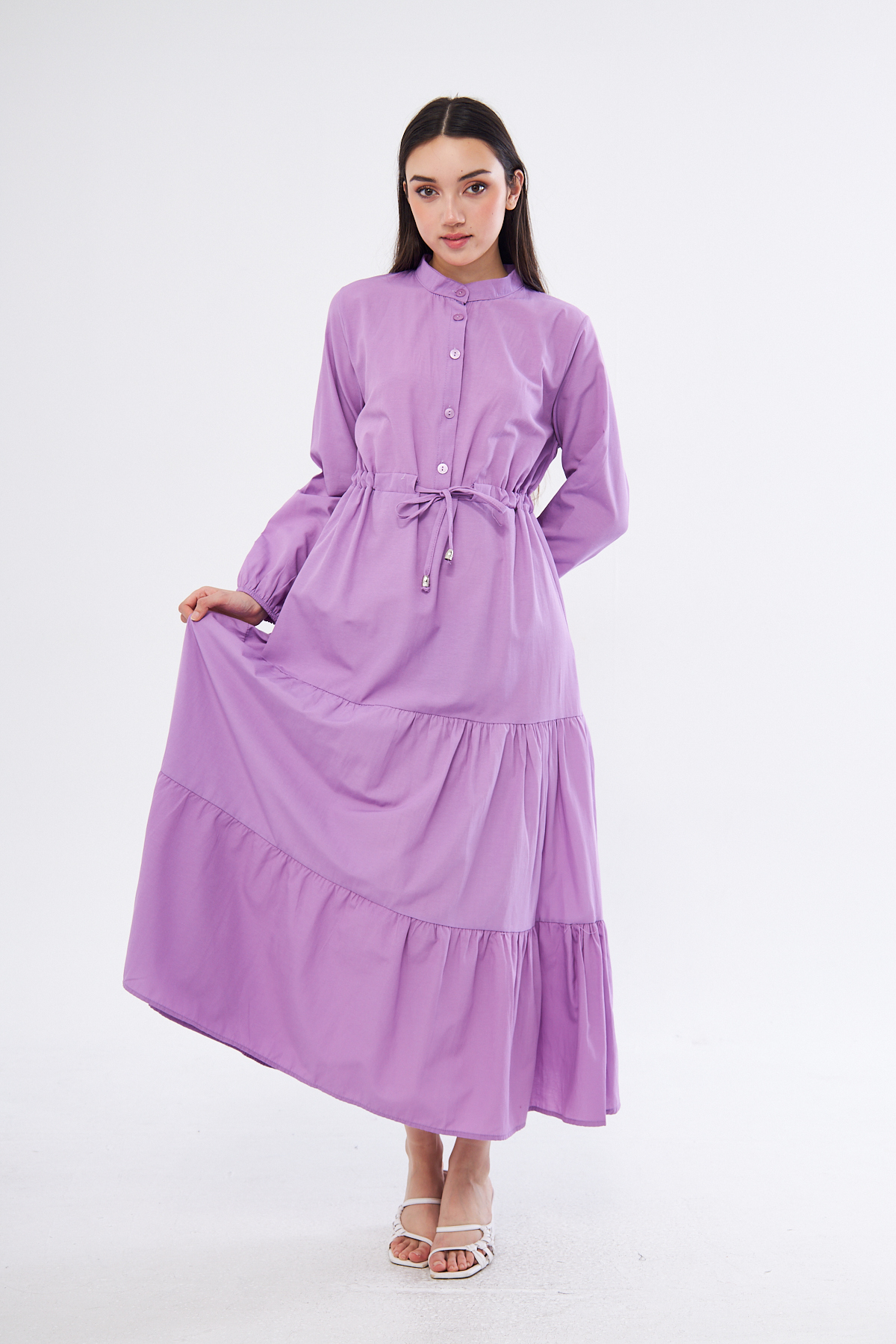 brako tekstil Kadın Önden Düğmeli Hakim Yaka Katlı Elbise Fiyatı, Yorumları - Trendyol