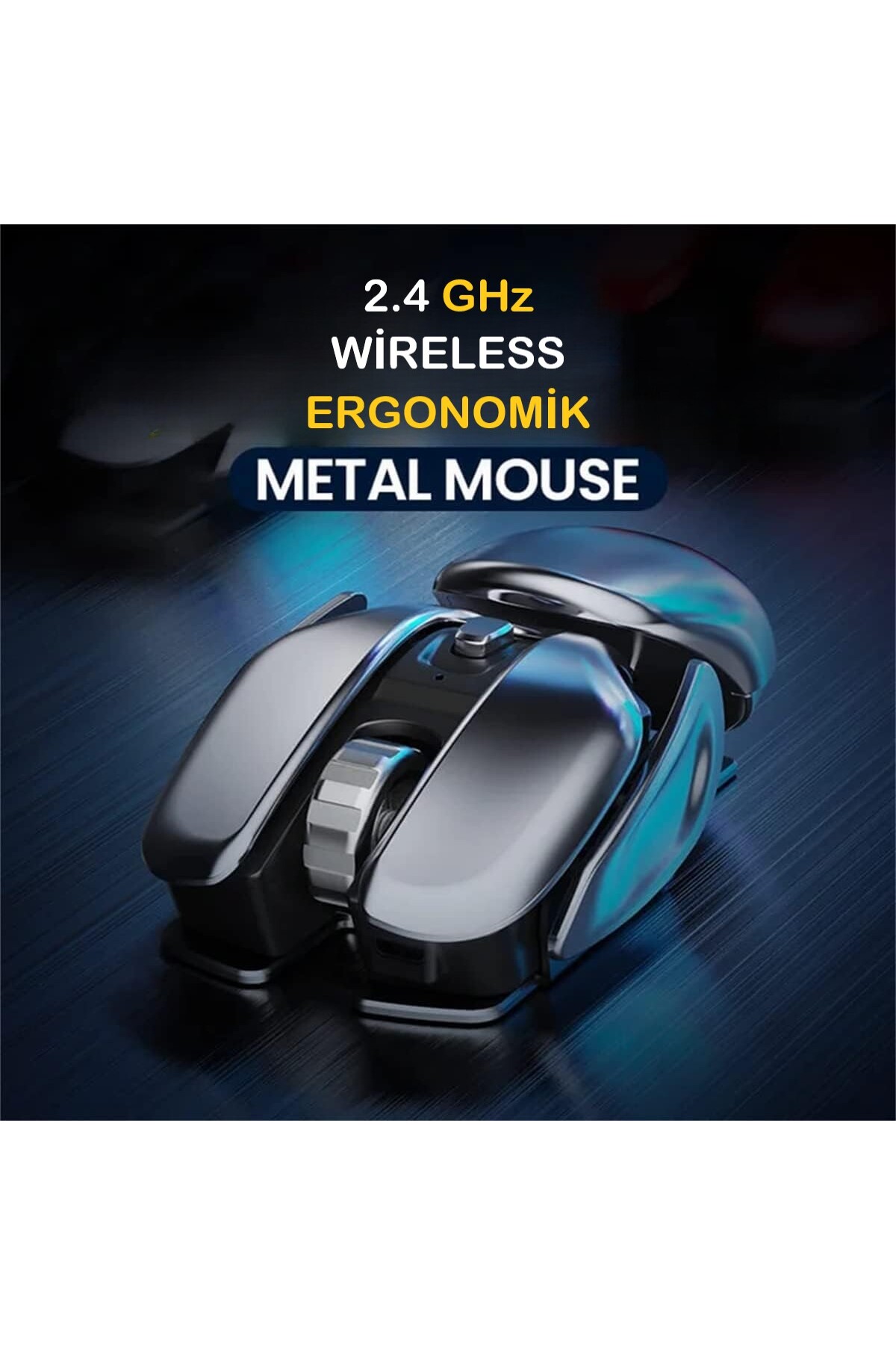 DUHALINE Kablosuz Şarjlı Mouse Modern Tasarım Ergonomik Metal Mouse, 2 ...