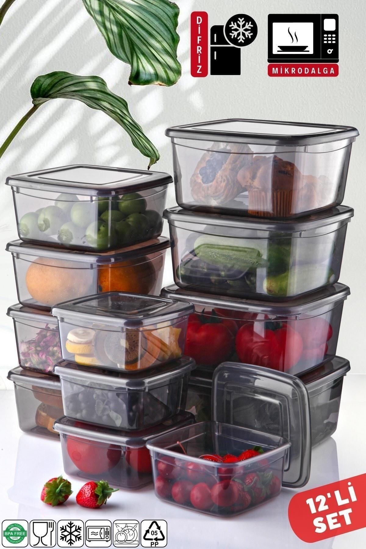 Nandy Home Kare 12'Li Set Elitline Mikrodalga-Difriz-Erzak Saklama Kabı 4x0,75/4x1,5/4x2,5Lt ŞEF ...