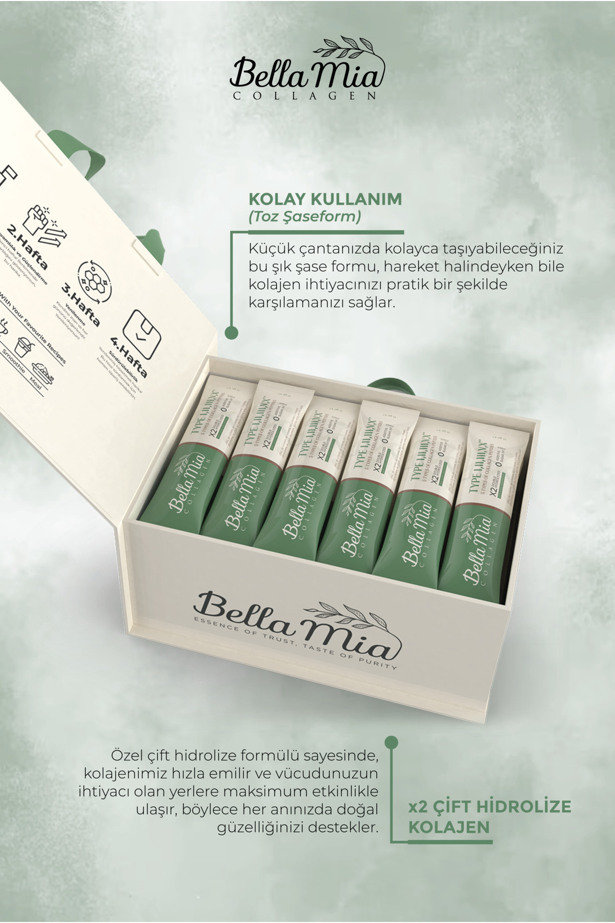 Bella Mia Collagen %100 Saf ve Doğal 5 Tip Kolajen Tip 1, Tip 2, Tip 3 ...