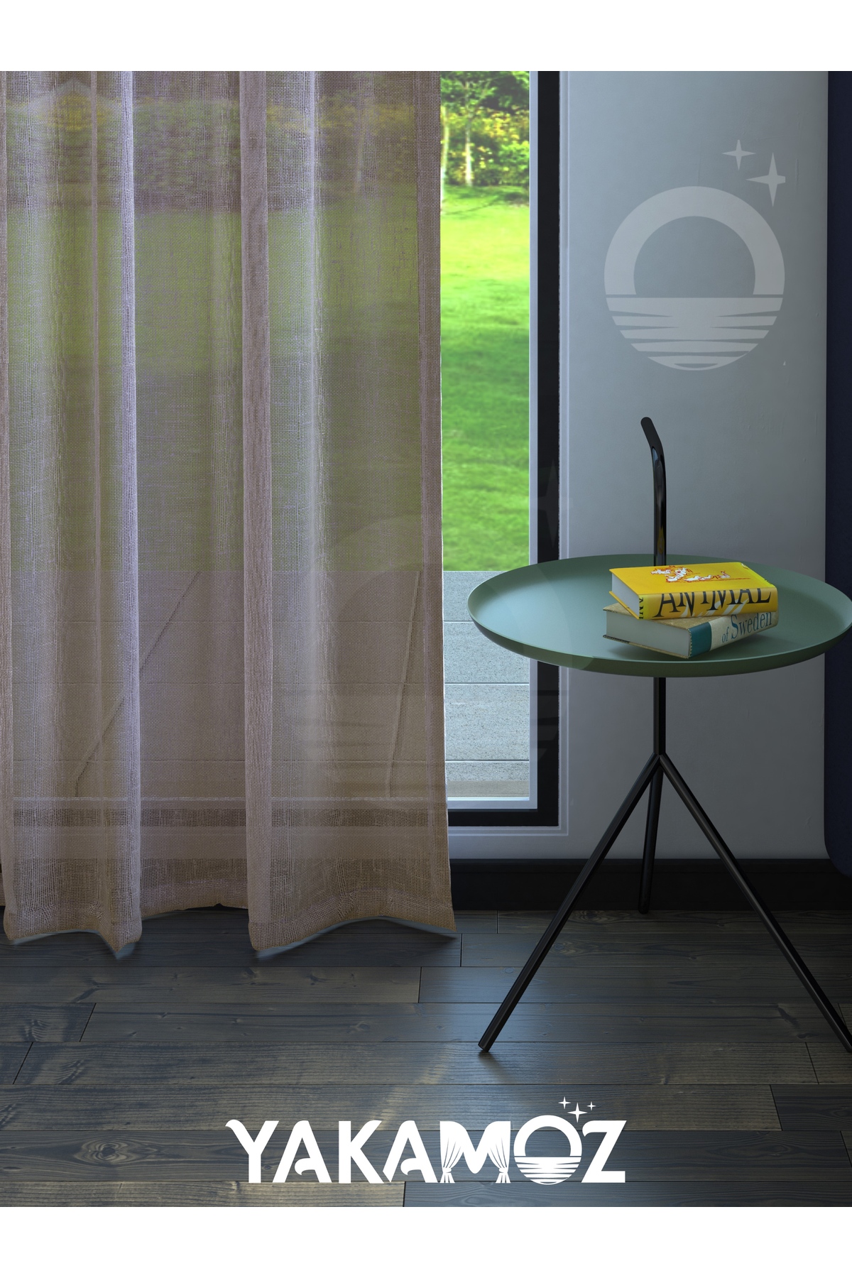 Yakamoz HASIR RENGİ KETEN GÖRÜNÜMLÜ EKSTRAFORLU TÜL PERDE LİNEN TOUCH ...