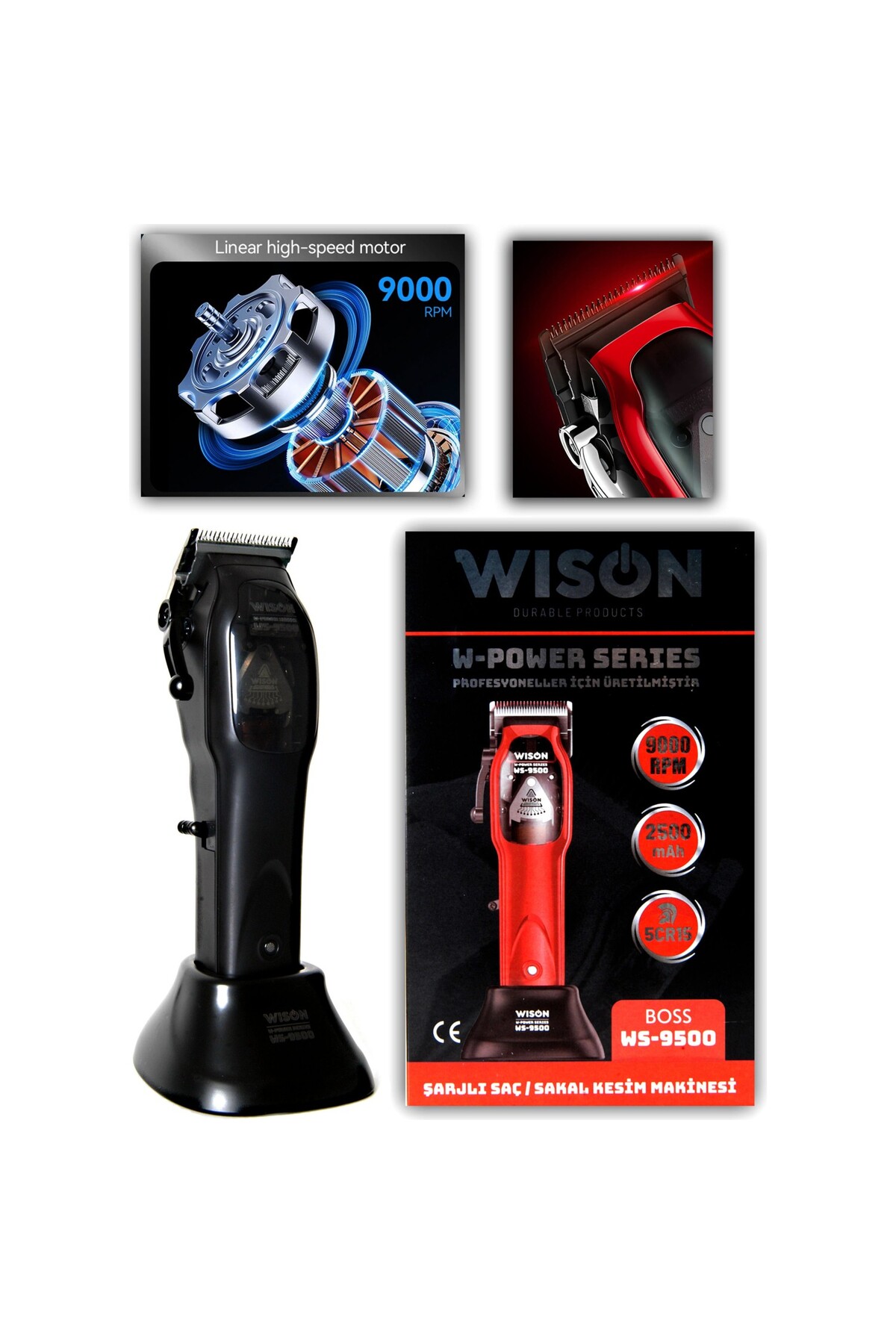 Genel Markalar Wison W-power Serisi Ws-9500 Profesyonel Yüksek Hız 8 Taraklı 0.5 Taraklı Tıraş ...