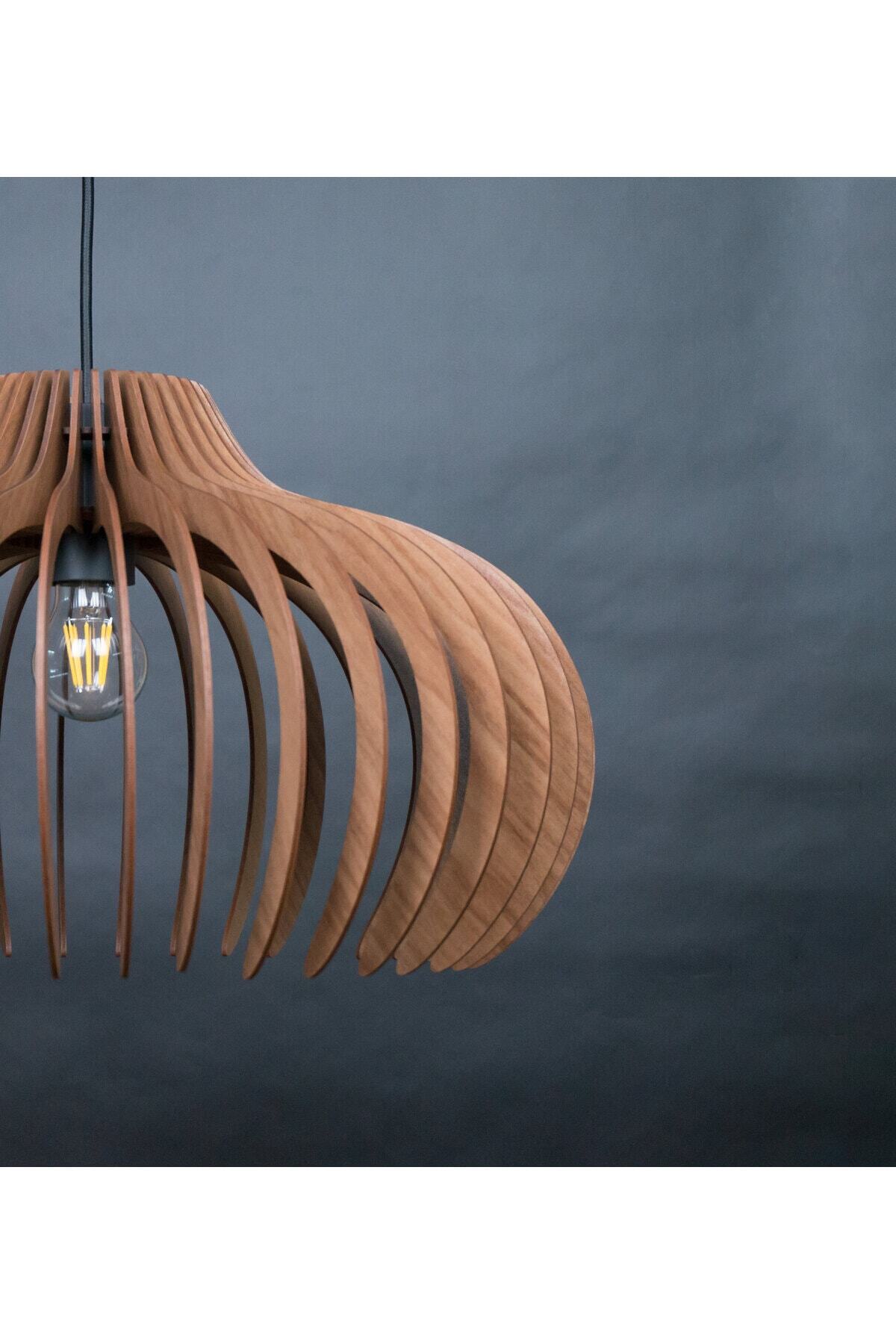 woodhub Kahverengi 55 Cm Rustik Retro Sarkıt Ahşap Büyük Vintage Salon Mutfak Avizesi 56 20 -34 ...