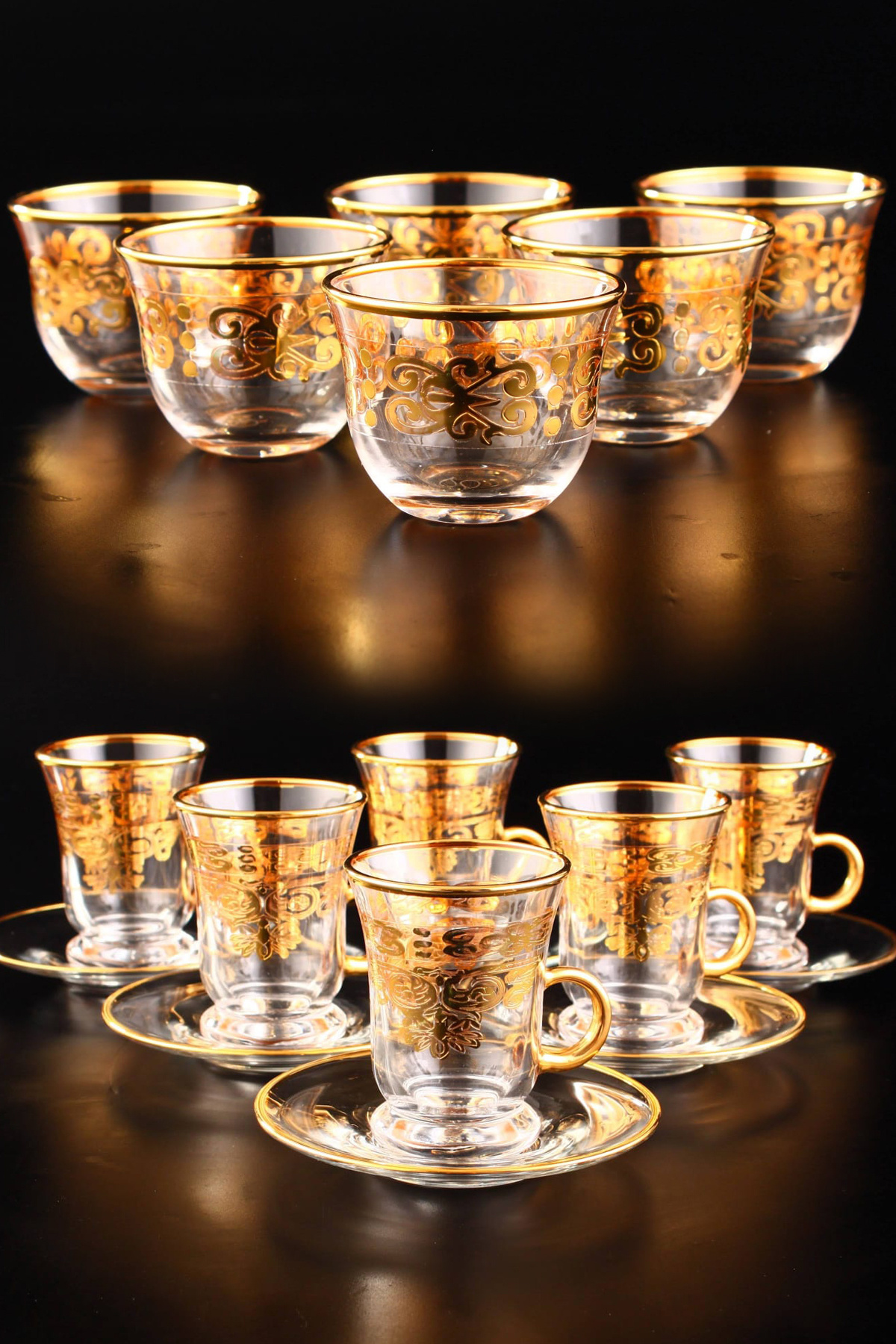 Digithome Gawa Tea Glass Set of 6 Handles 18 Parça Cam Çay Bardak Seti ...
