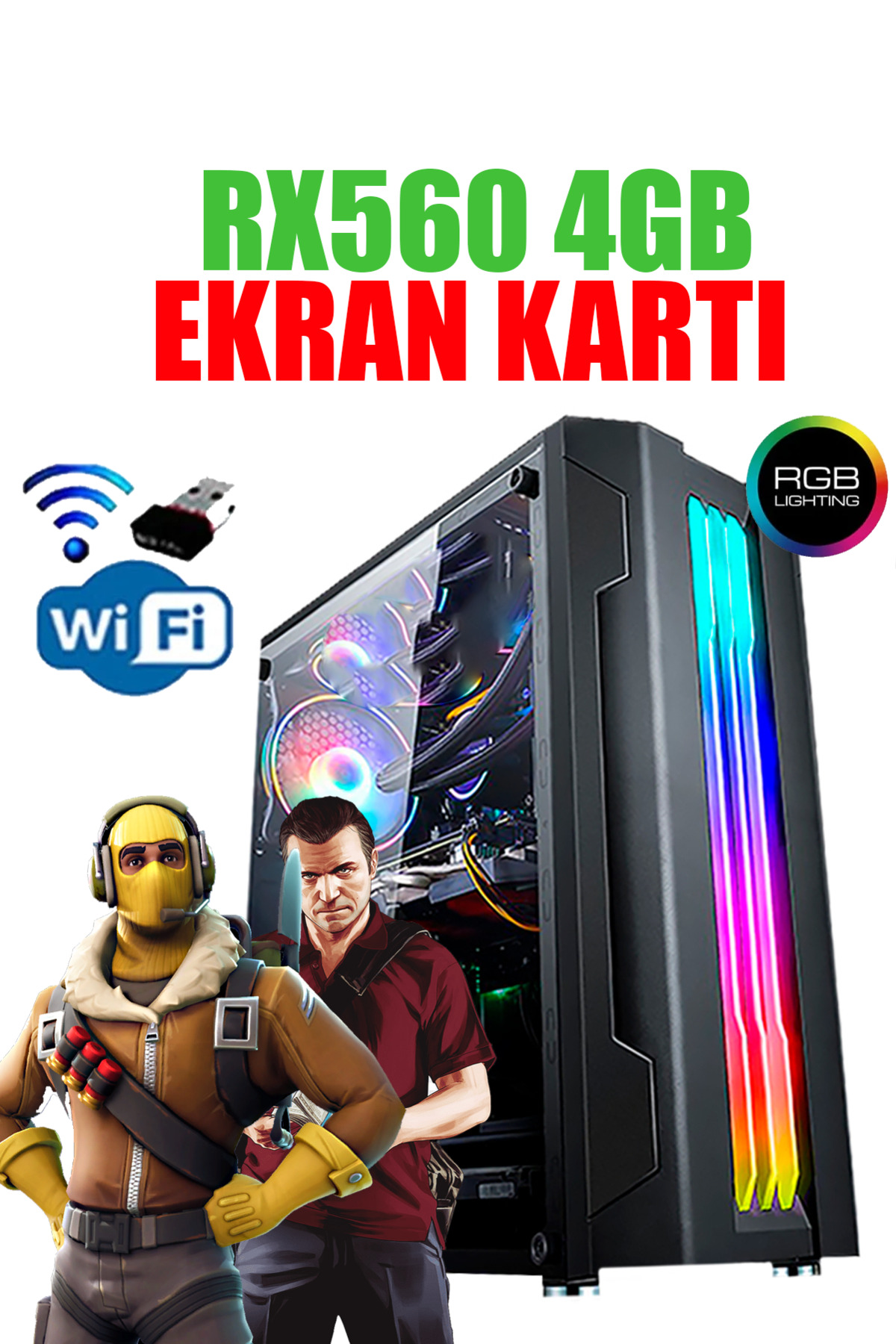 DMC N04x (PUBG MOBİL,GTA 5) I5-3470,16gb Ram,256gb Ssd,rx560 4gb Gddr5,masaüstü Oyuncu ...