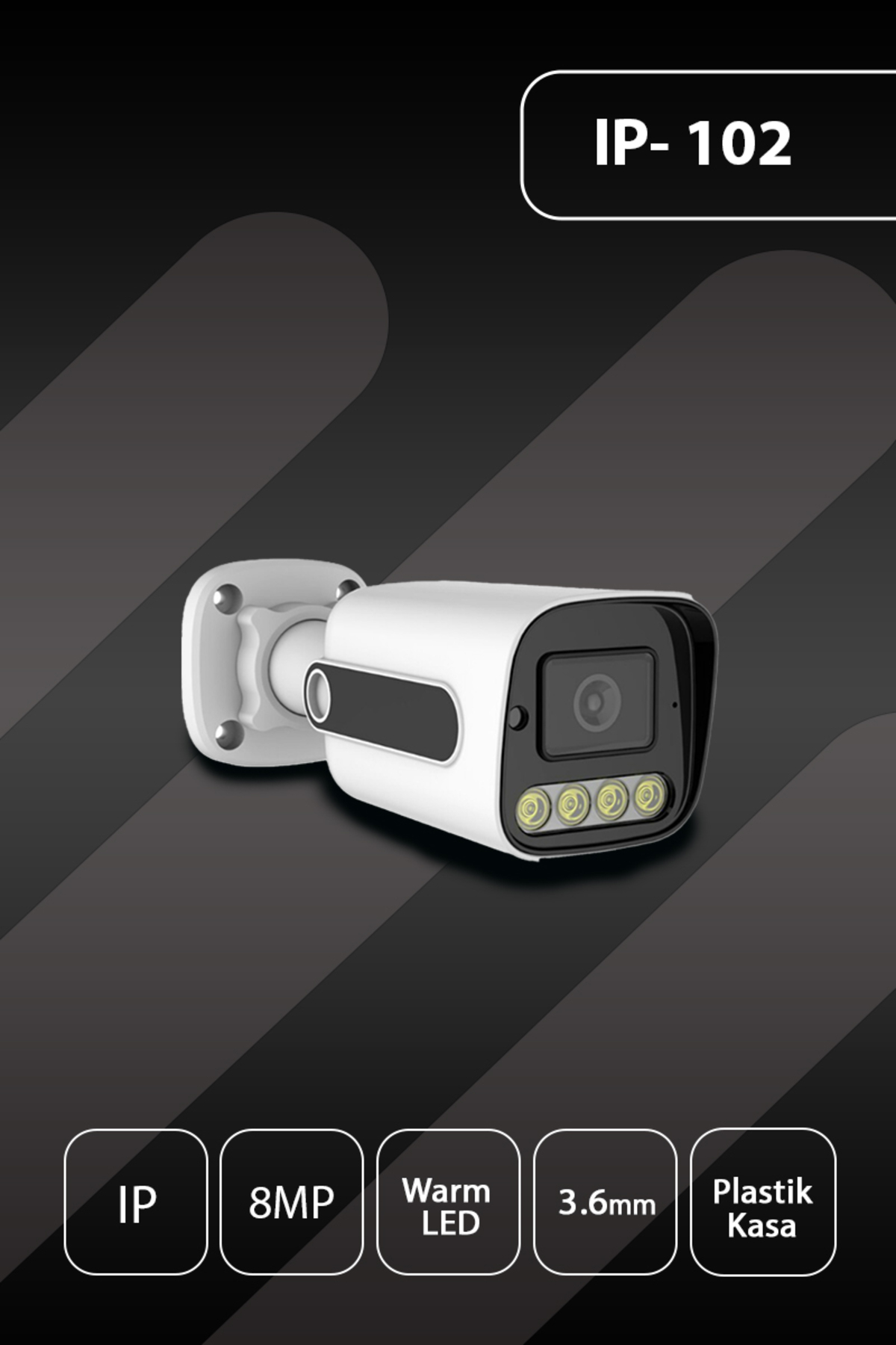 HS IP-102 8MP 4K IP 3.6MM WARM LED PLASTIK Bullet Güvenlik Kamerası ...