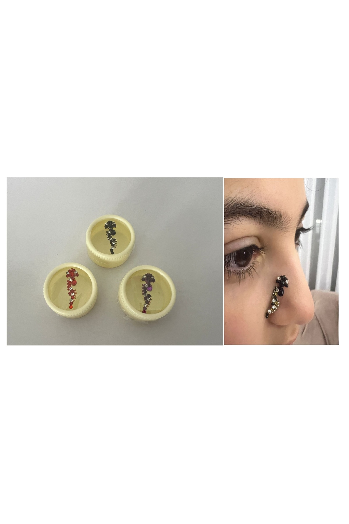 Airbrush Tattoo Yapışkanlı Yüz taşı Face Gems 3 Adet Birden Burun ...