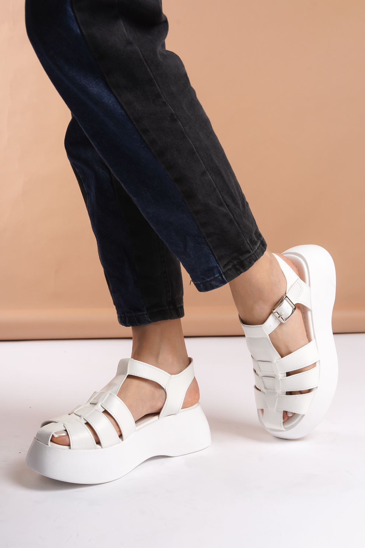 SEEM & BE Aria Platform Topuklu Kadın Beyaz Sandalet Yazlık Ayakkabı - Fiyatı, Yorumları