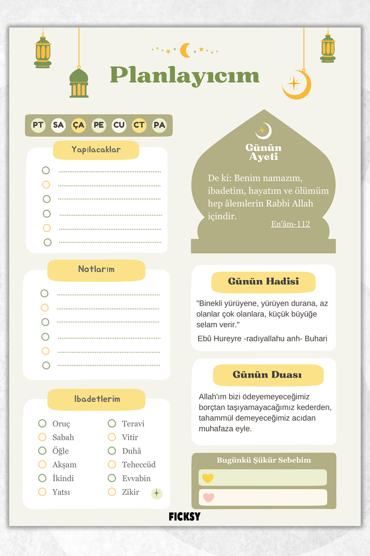 Ficksy İslam - Ramazan Planlayıcı - Günlük - Zamansız - A5 Ebat ...