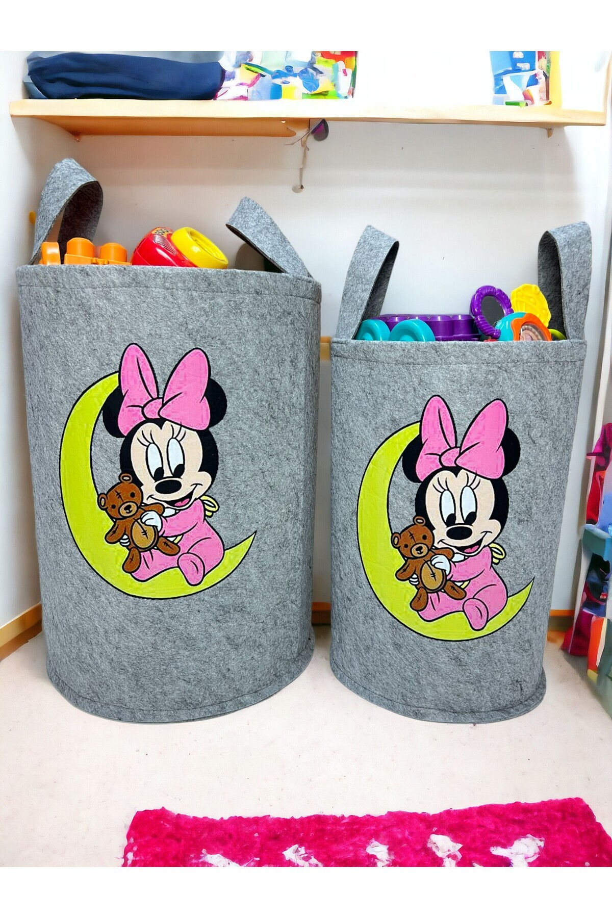 Trend Sizde Gri Bebek Minnie Mouse Baskılı Büyük Ve Orta Boy Oyuncak ...