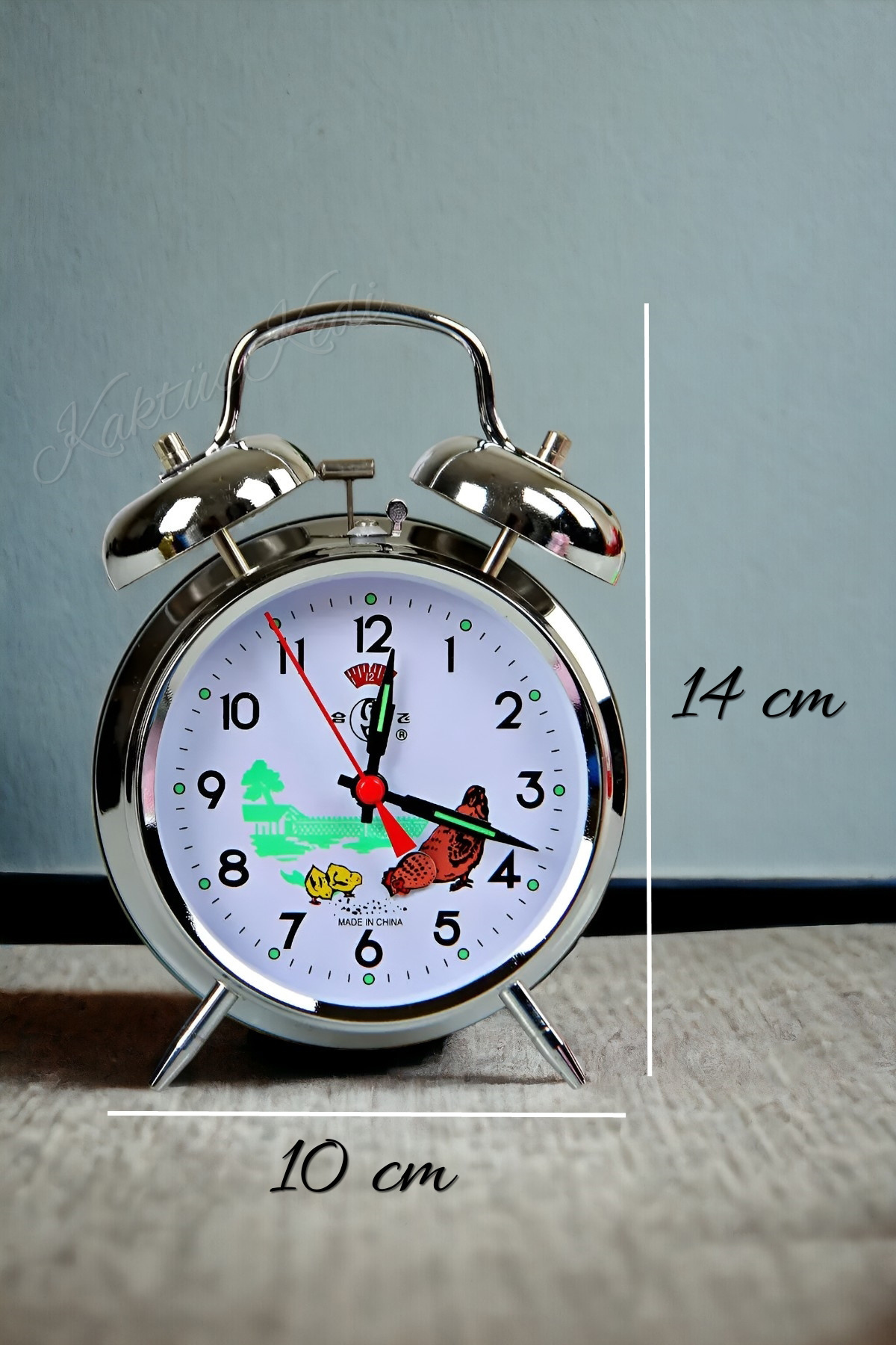 KaktüsKedi Nostaljik Kurmalı Tavuklu Guguklu Metal Masa Saati | Mekanik ...