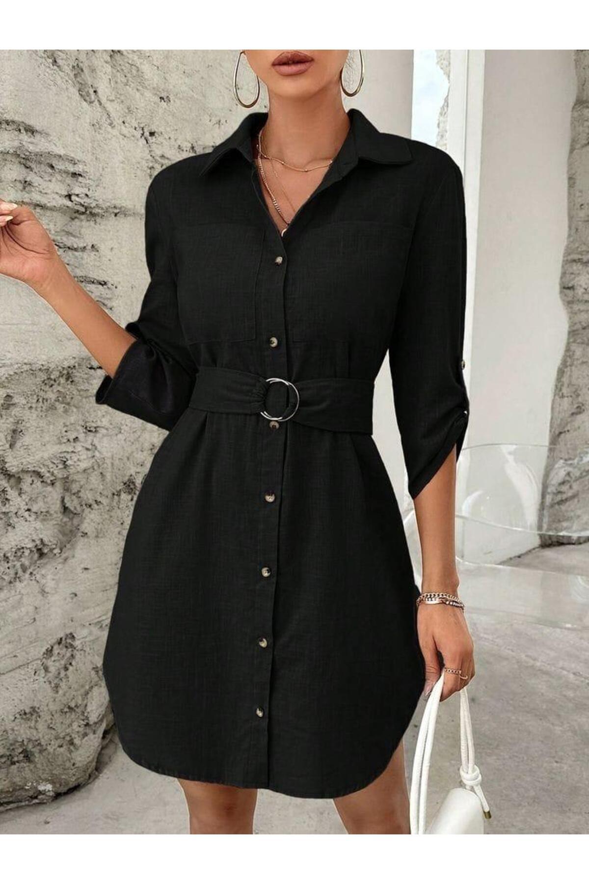 ESESE Kemer Detaylı Siyah Elbise Fiyatı, Yorumları - Trendyol