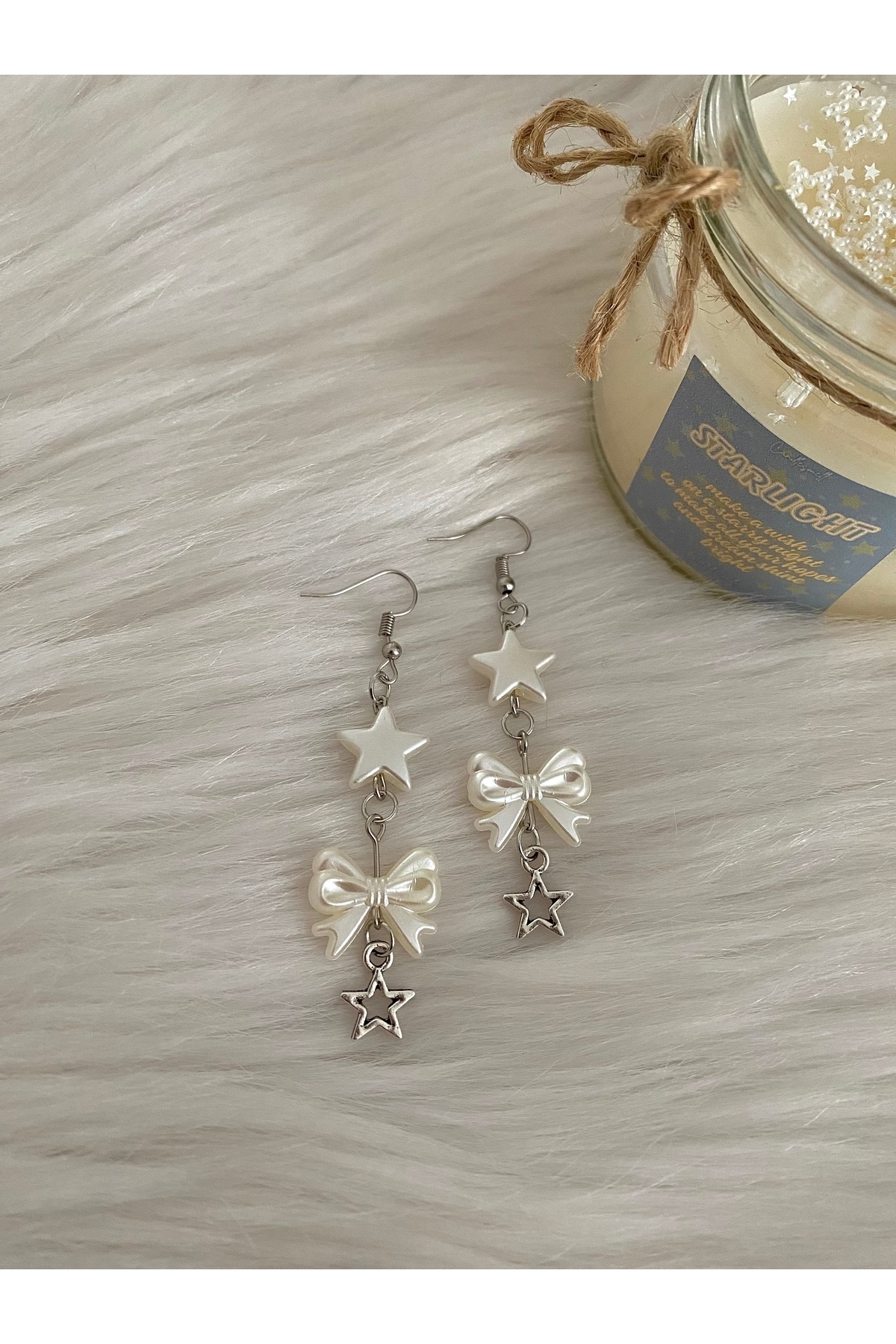 bohemian takı tasarim Yıldızlı Coquette Fiyonklu Fairycore Küpe Fiyatı ...