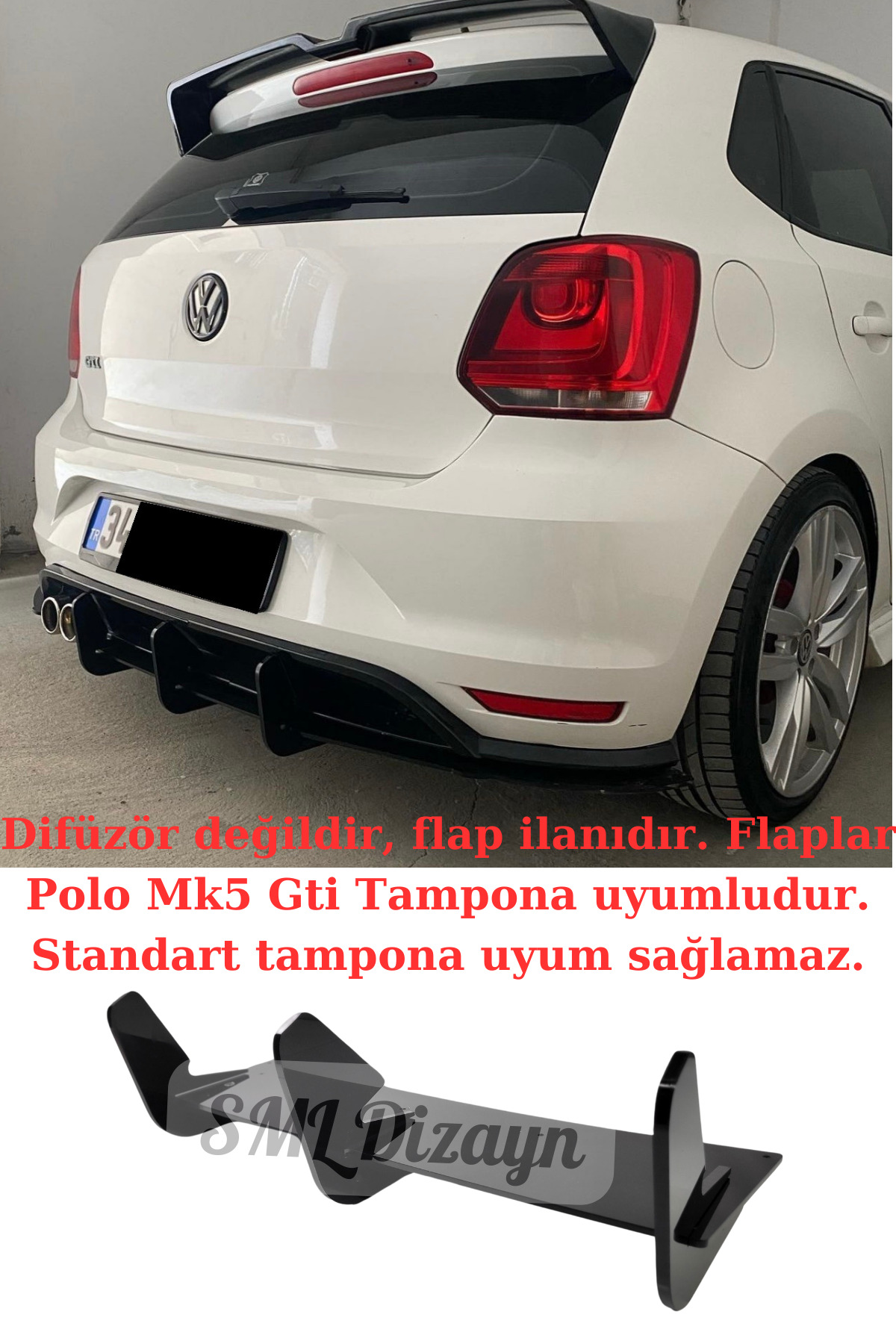 SML Dizayn Volkswagen Polo 2009-2017 Mk5 Gti Tampon 3lü Difüzör-Flap ...