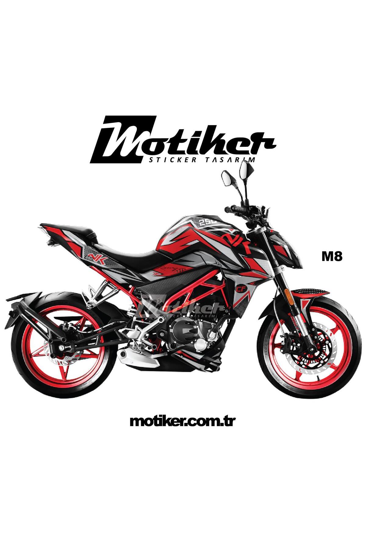 Motiker CF MOTO NK 250 Kırmızı Gri Full Desen Parça Takım Sticker ...