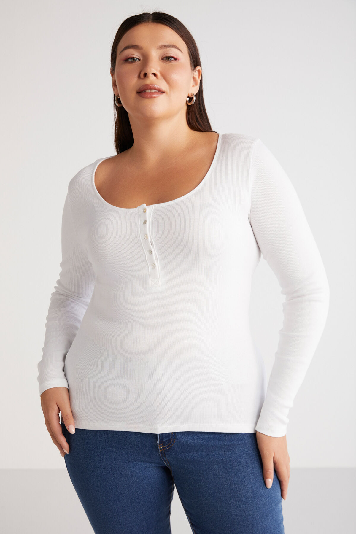 ETHIQUET Zazanabb Kadın Fitilli Görünümlü Vücudu Saran Derin Yuvarlak ...