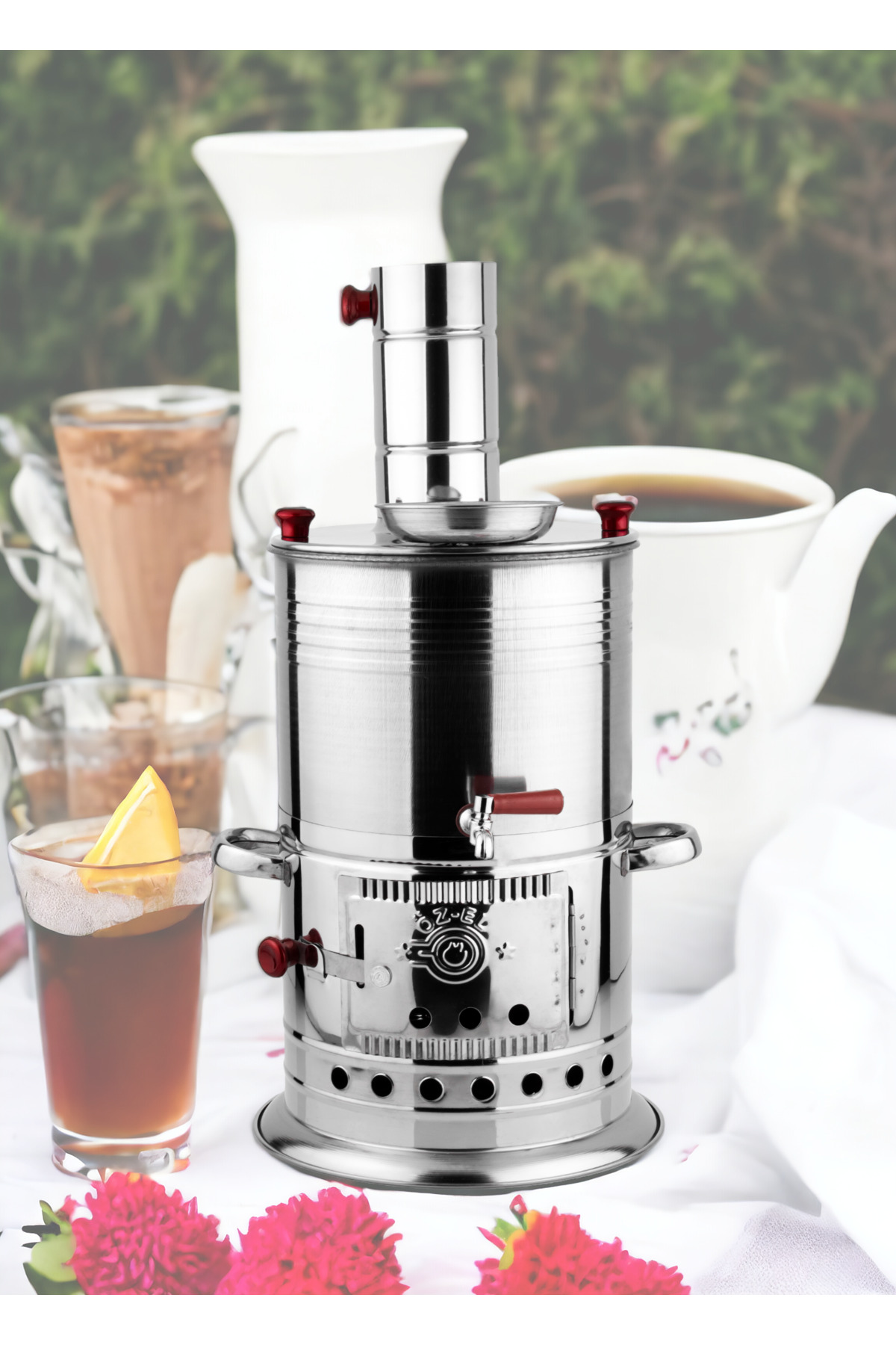 PİGET 10 Litre Paslanmaz Metal Odunlu Kömürlü Çay Semaveri Odunlu ...