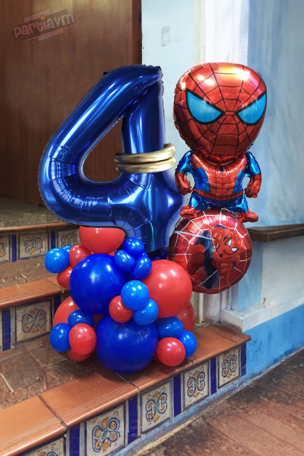 PARTİAVM Örümcek Adam Balon Karşılama Seti Mavi Rakam Balon Spiderman ...