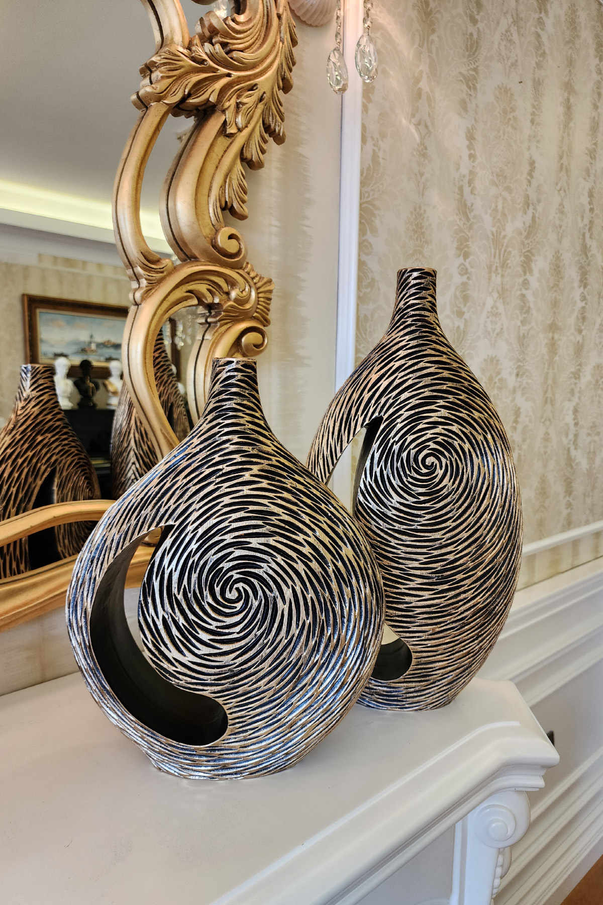 Ella's Design Studio Dekoratif Desenli Vazo 2li Set, Vazo Seti ...