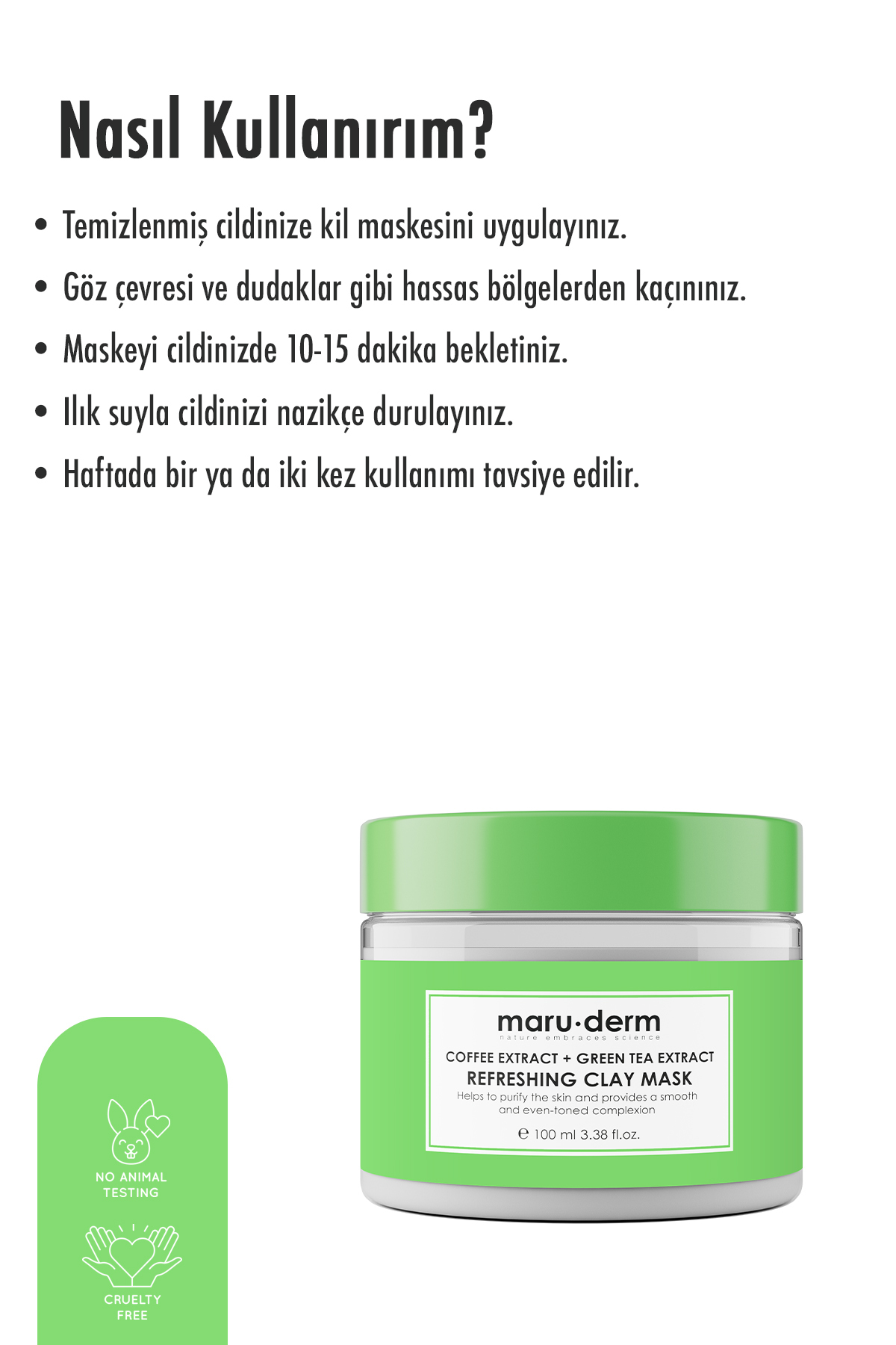 Maru.Derm Kil Maskesi | Kahve Özü + Yeşil Çay Özü Tazeleyici Kil ...