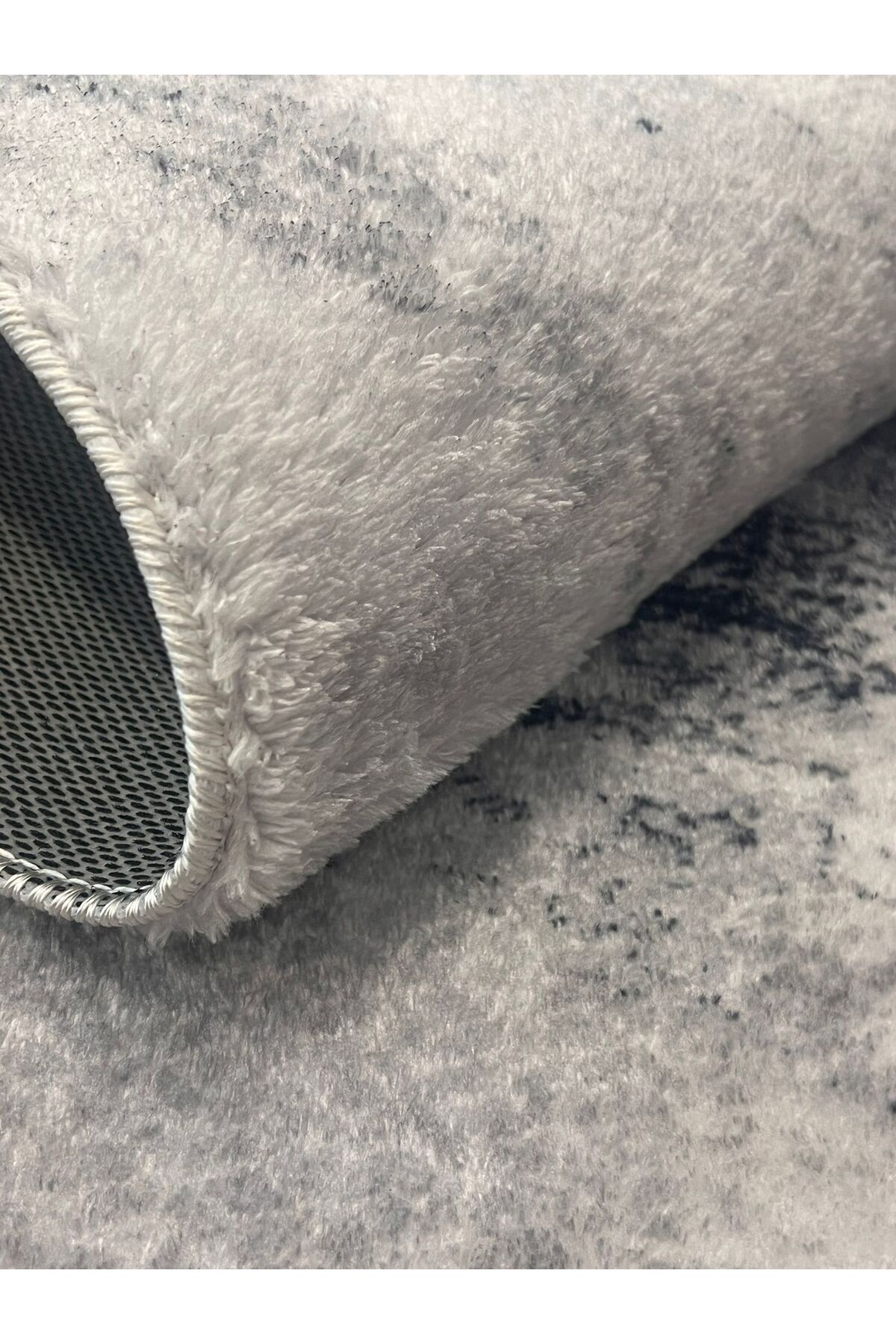 Sarar Raschel Carpet Çizgi Desenli Gri Kaymaz Taban Kalın Peluş Halı ...