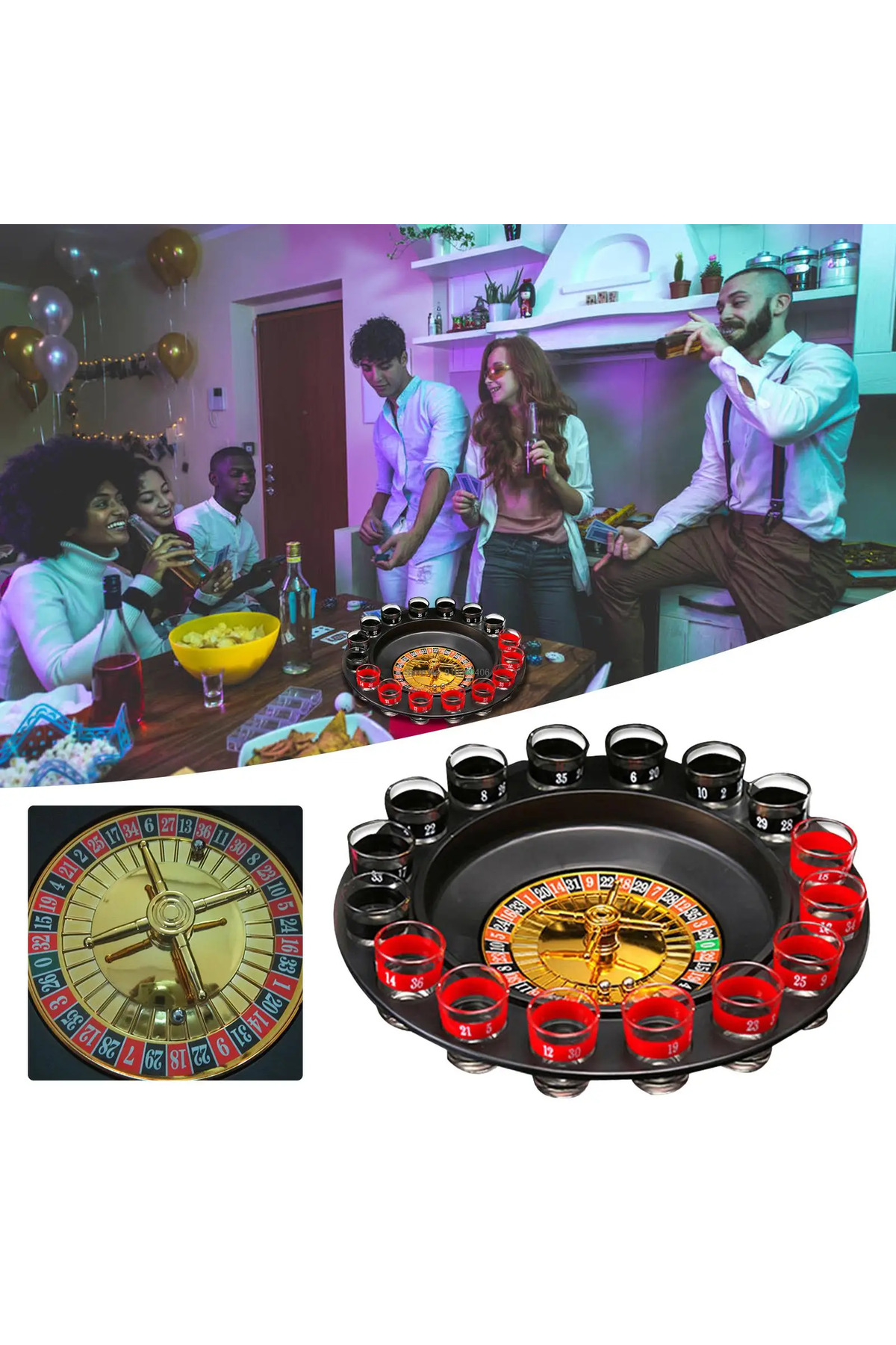 FG KONNİCHİWA Rulet Shot Oyunu 16 Bardaklı Masa Oyunu Parti Oyunu 16 ...