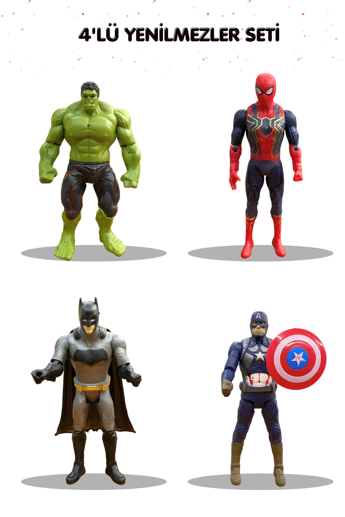 MASEN TOYS 4'LÜ YENİLMEZLER SETİ BATMAN SPİDER MAN KAPTAN AMERİKA HULK ...