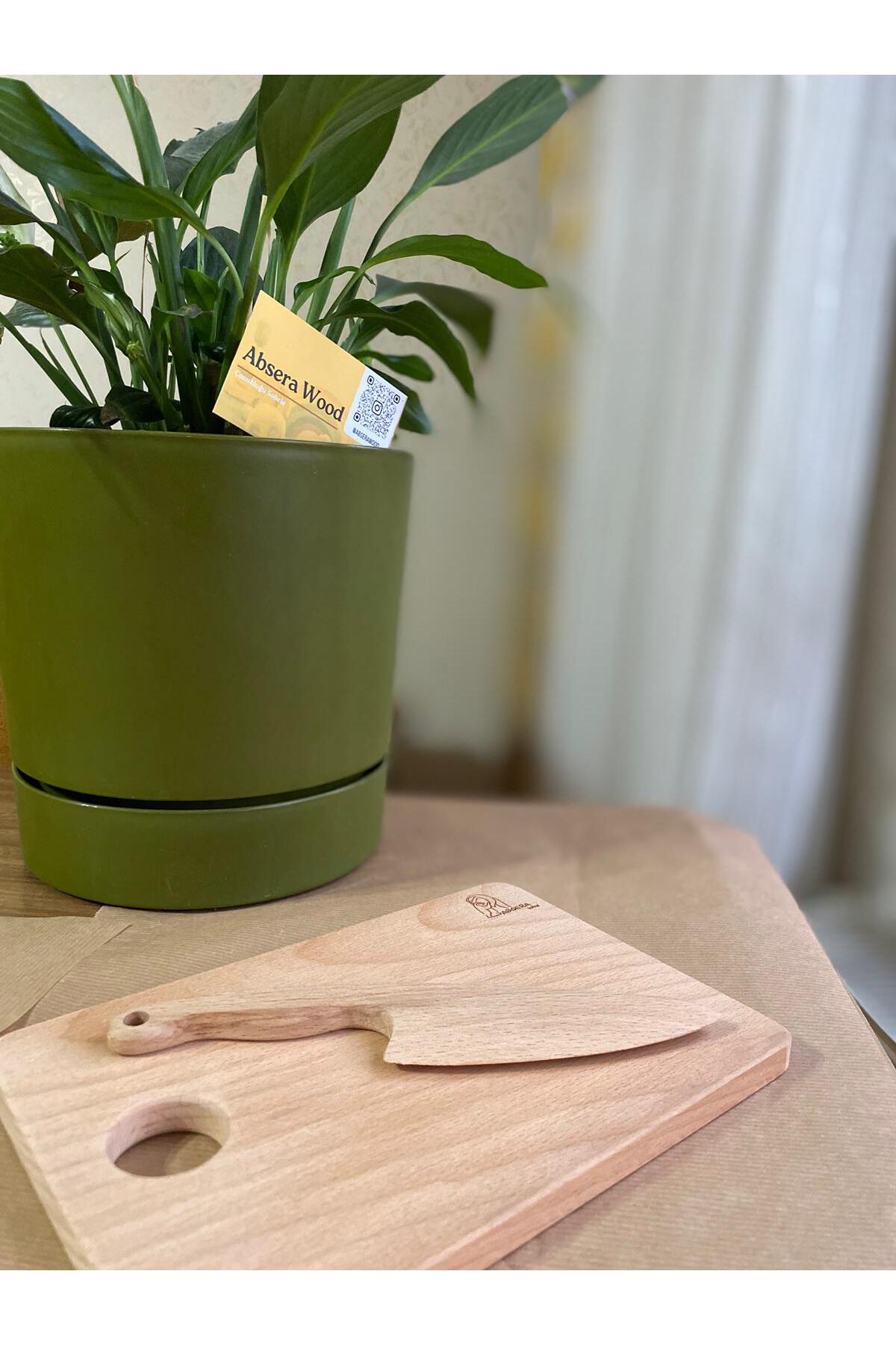 Absera Wood Güvenli Ahşap Kesme Tahtası ve Bıçağı (Montessori Eğitim ...