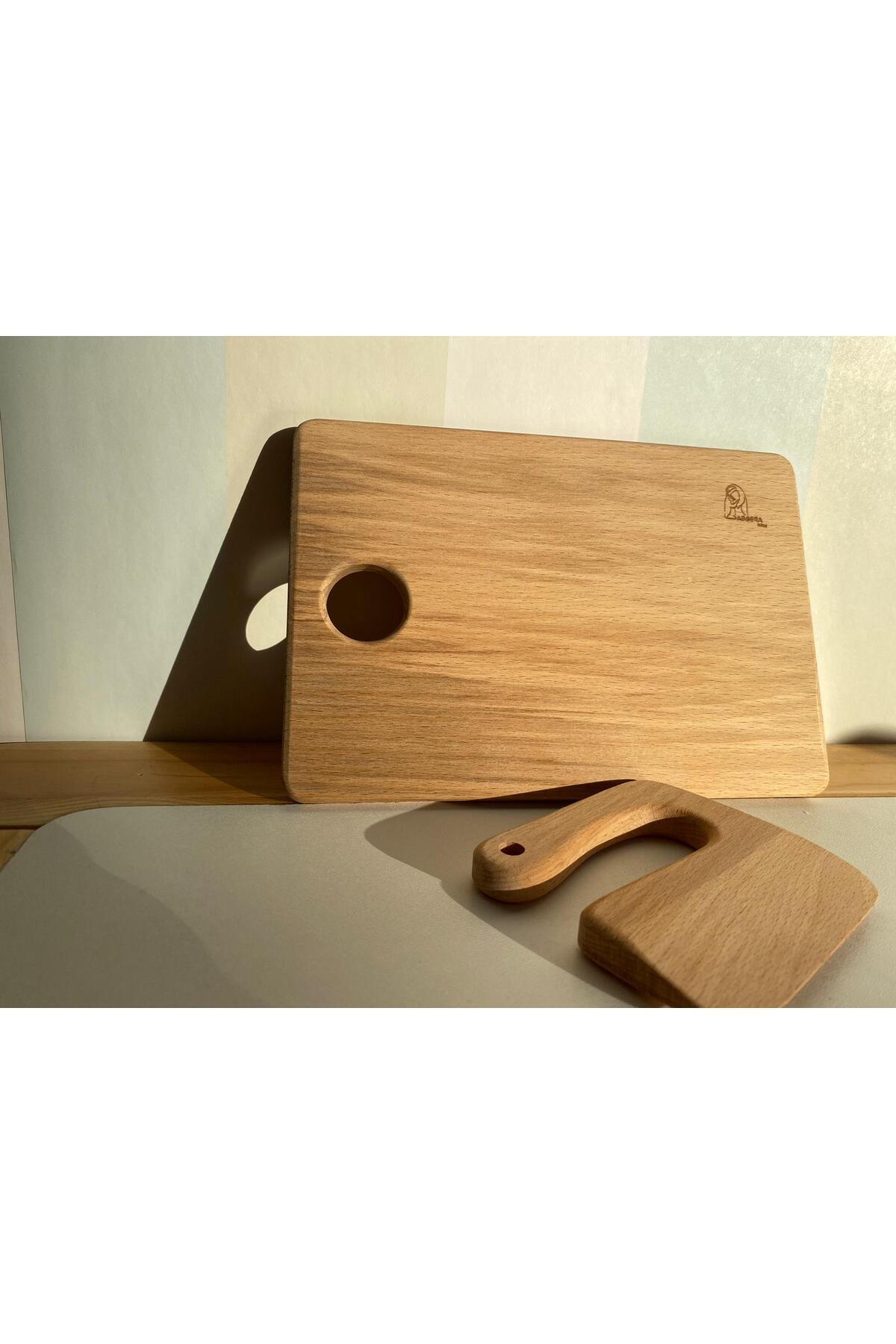 Absera Wood Güvenli Ahşap Kesme Tahtası ve Bıçağı (Montessori Eğitim ...