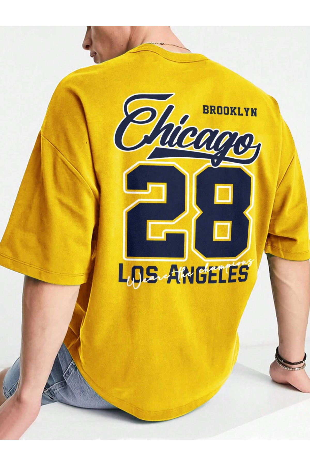 Black Sokak Chicago 28 Baskılı Oversize Sarı Erkek TişörtFiyatı ...