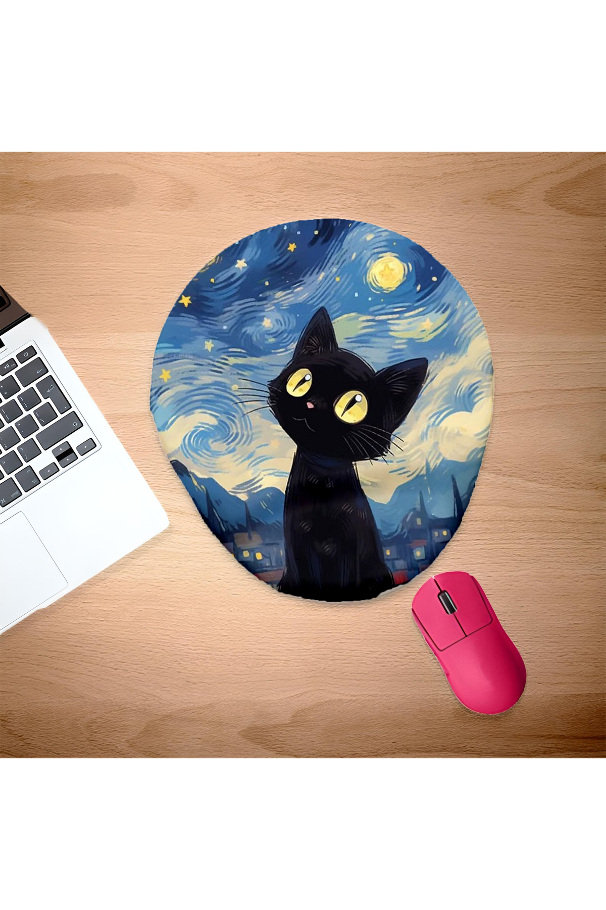 UcuruStore Çizim Sevimli Kara Kedi Bilek Destekli Mouse Pad - Fiyatı ...