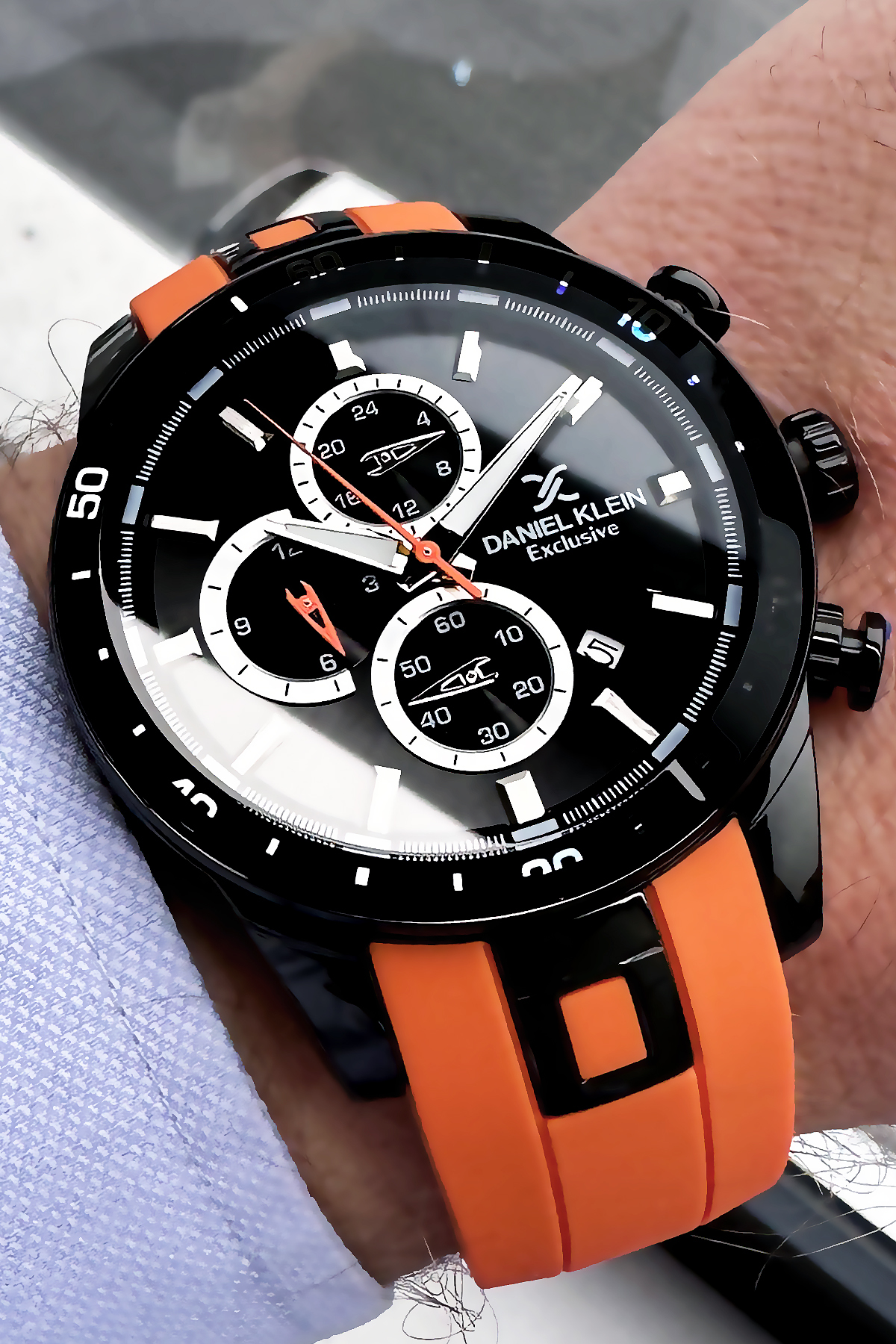 Daniel Klein Men's Wristwatch 3 Atm Waterproof Orange Color Silicone ...