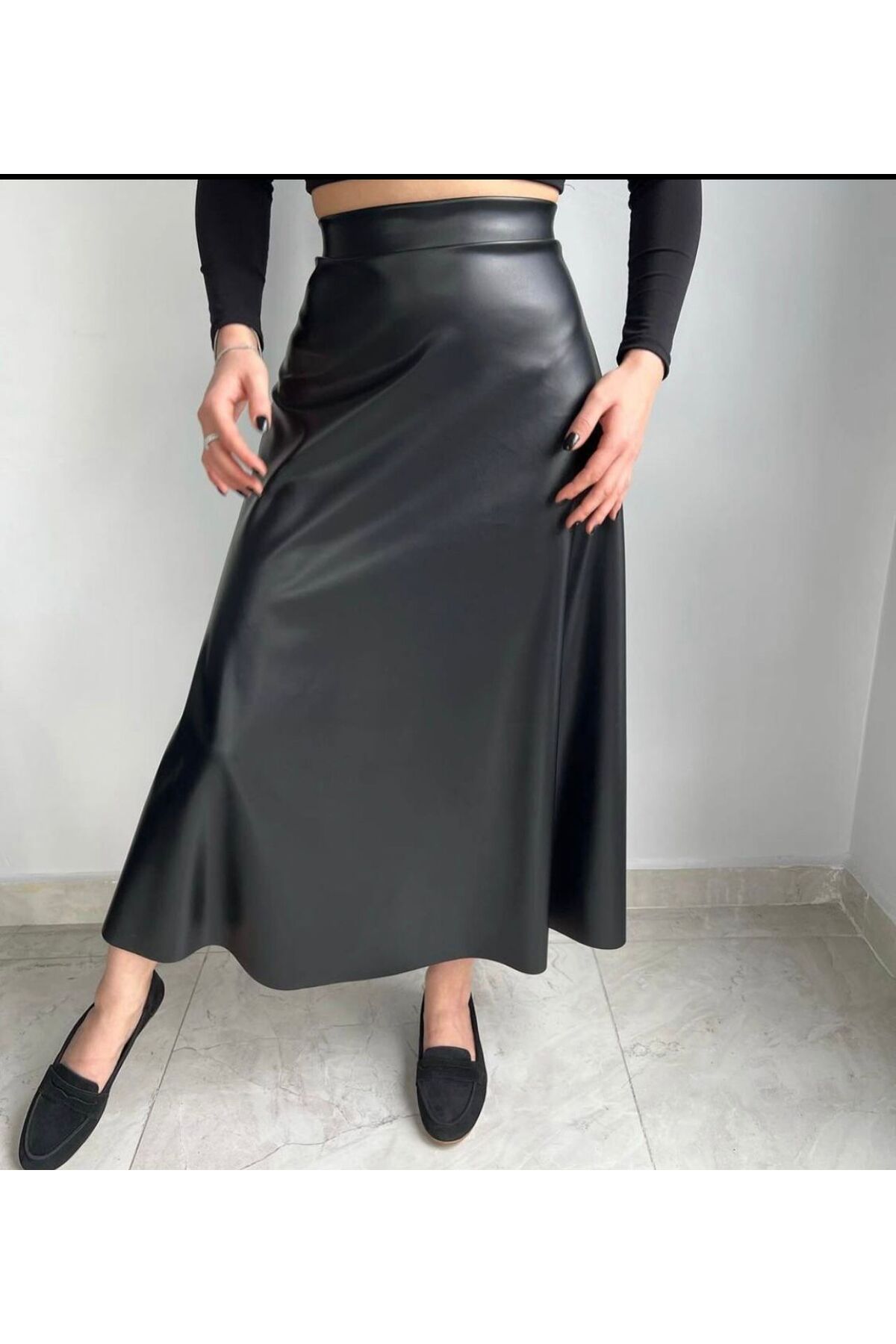 Oyer Moda Siyah Uzun Deri Etek - Fiyatı, Yorumları