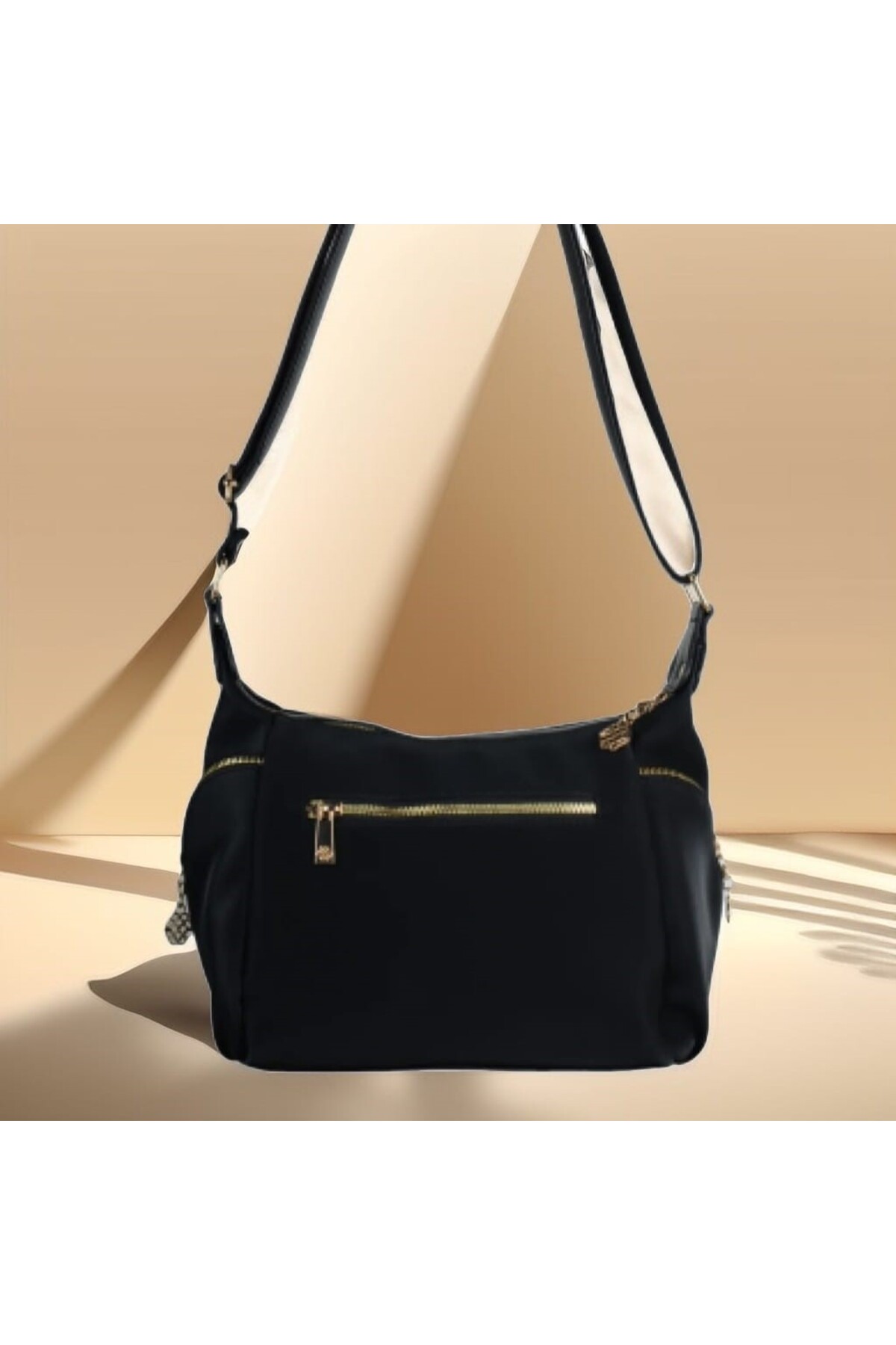 La'Graccia Çapraz Askılı Siyah Su Geçirmez Saten Kumaş Çok Gözlü Çanta ...