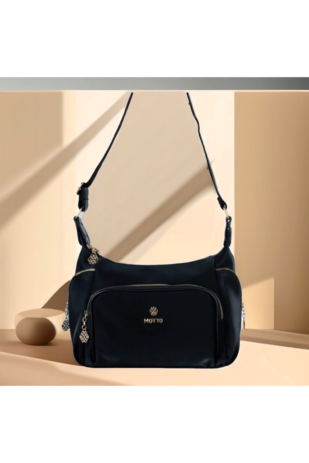 La'Graccia Çapraz Askılı Siyah Su Geçirmez Saten Kumaş Çok Gözlü Çanta ...