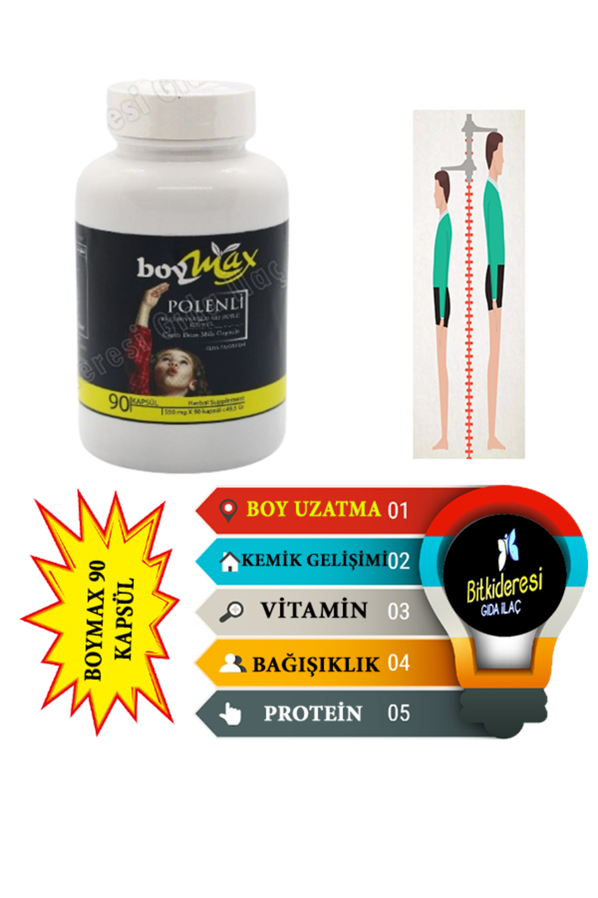 BOYMAX Kapsül 90'lı Polenli Boymax Kapsül Fiyatı, Yorumları - Trendyol