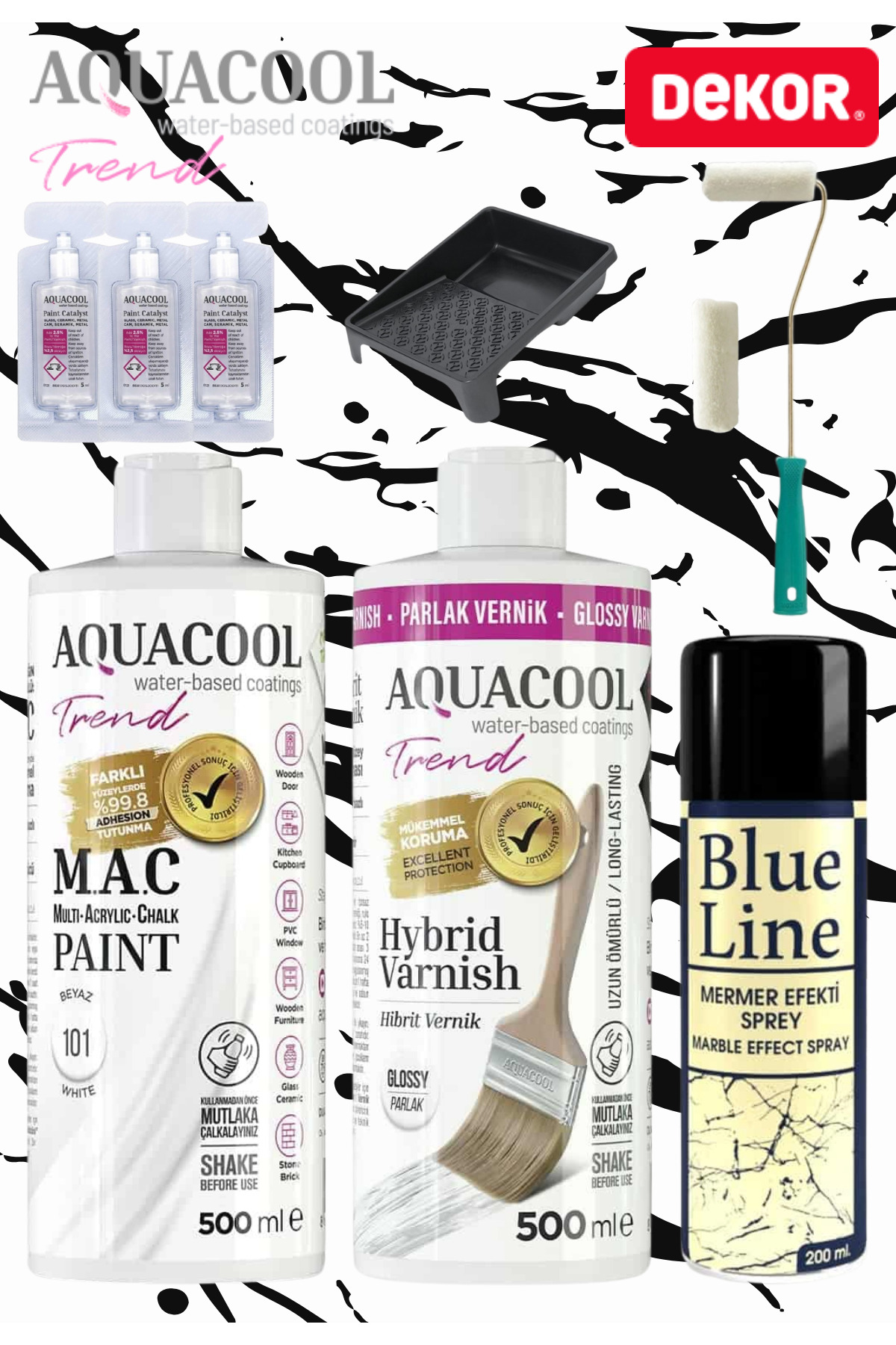 Aquacool Trend Aquacool 500 Ml Mermer Efekt Tezgah Boyama Seti Akrilik ...
