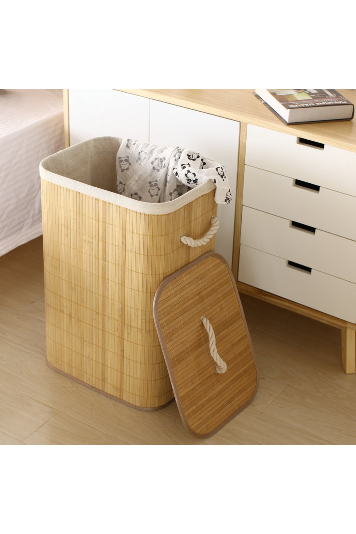 Sezka Life Bambu Kirli Çamaşır Sepeti Katlanır Bambu İpli Naturel ...