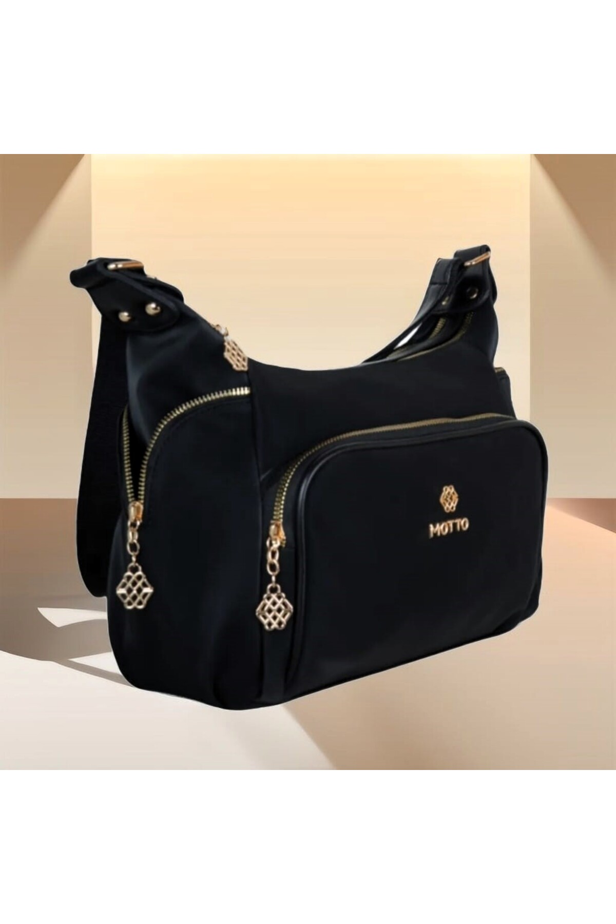 La'Graccia Çapraz Askılı Siyah Su Geçirmez Saten Kumaş Çok Gözlü Çanta ...