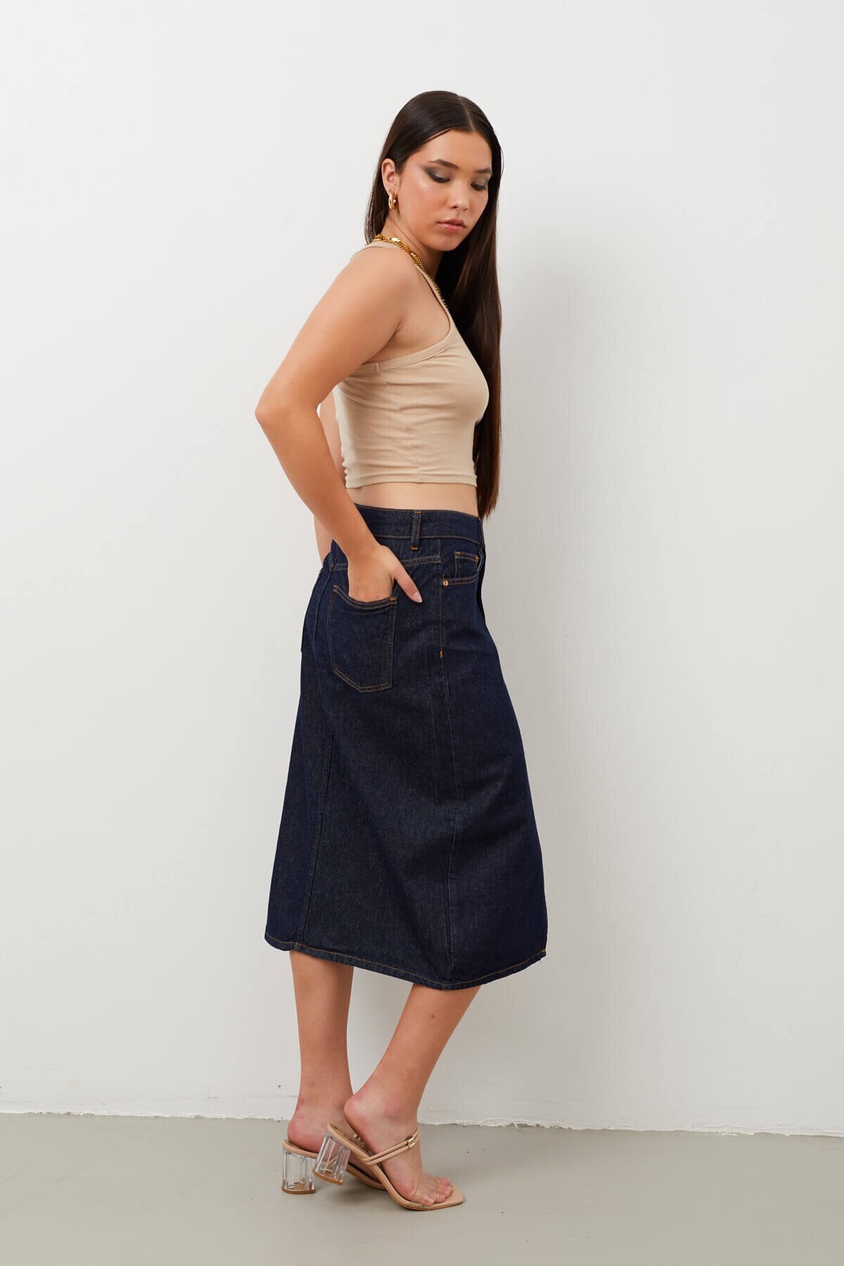 BANNY JEANS Kadın Yırtmaçlı Midi Jean Etek Fiyatı, Yorumları - Trendyol