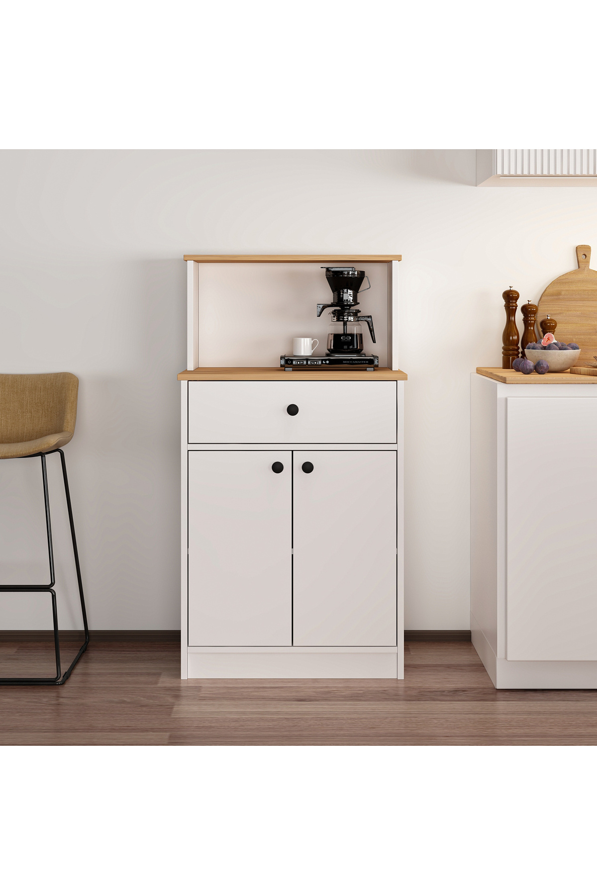 decomi Neo Kahve Köşesi Beyaz 2 Kapaklı Çekmeceli Çok Amaçlı Dolap ...