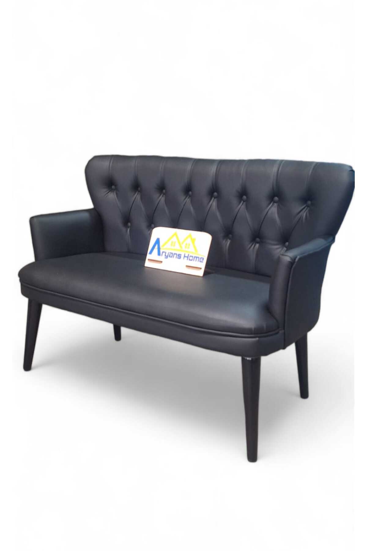 ARYANS HOME Siyah Deri Ahşap Ayaklı Ofis Koltuk Takımı Büro Koltuk Ve Kanepeleri Mobilyası(1 ...