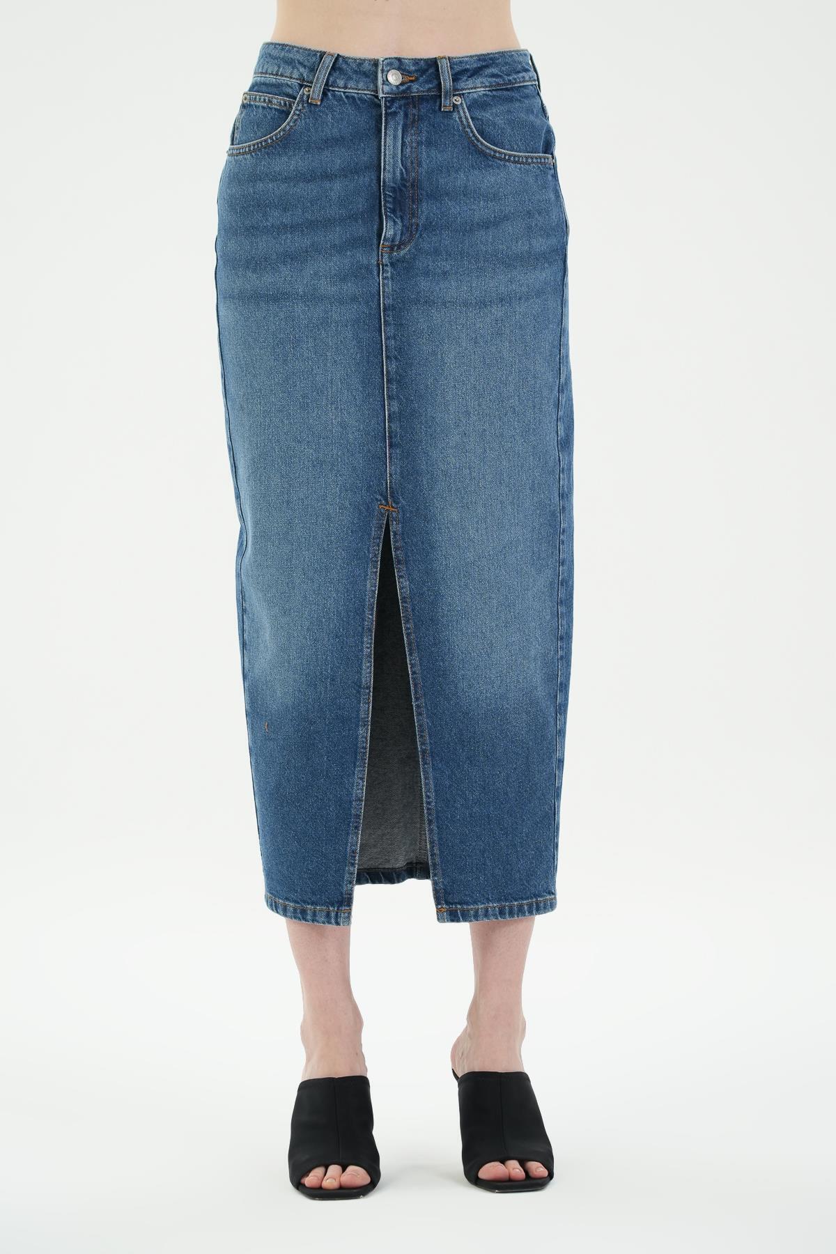 CROSS JEANS Orta Mavi Yüksek Bel Önü Yırtmaçlı Jean EtekFiyatı ...