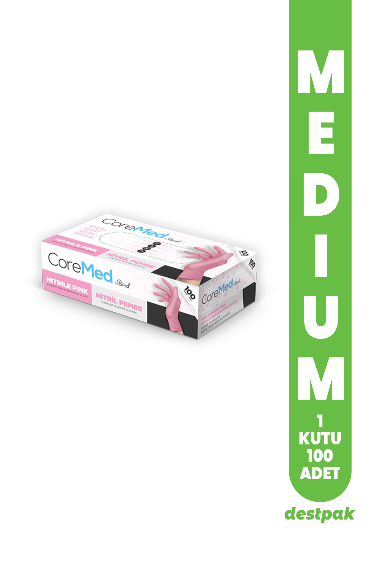 Destpak Bimel Coremed Pembe Nitril Eldiven Tek Kullanımlık Muayene ...