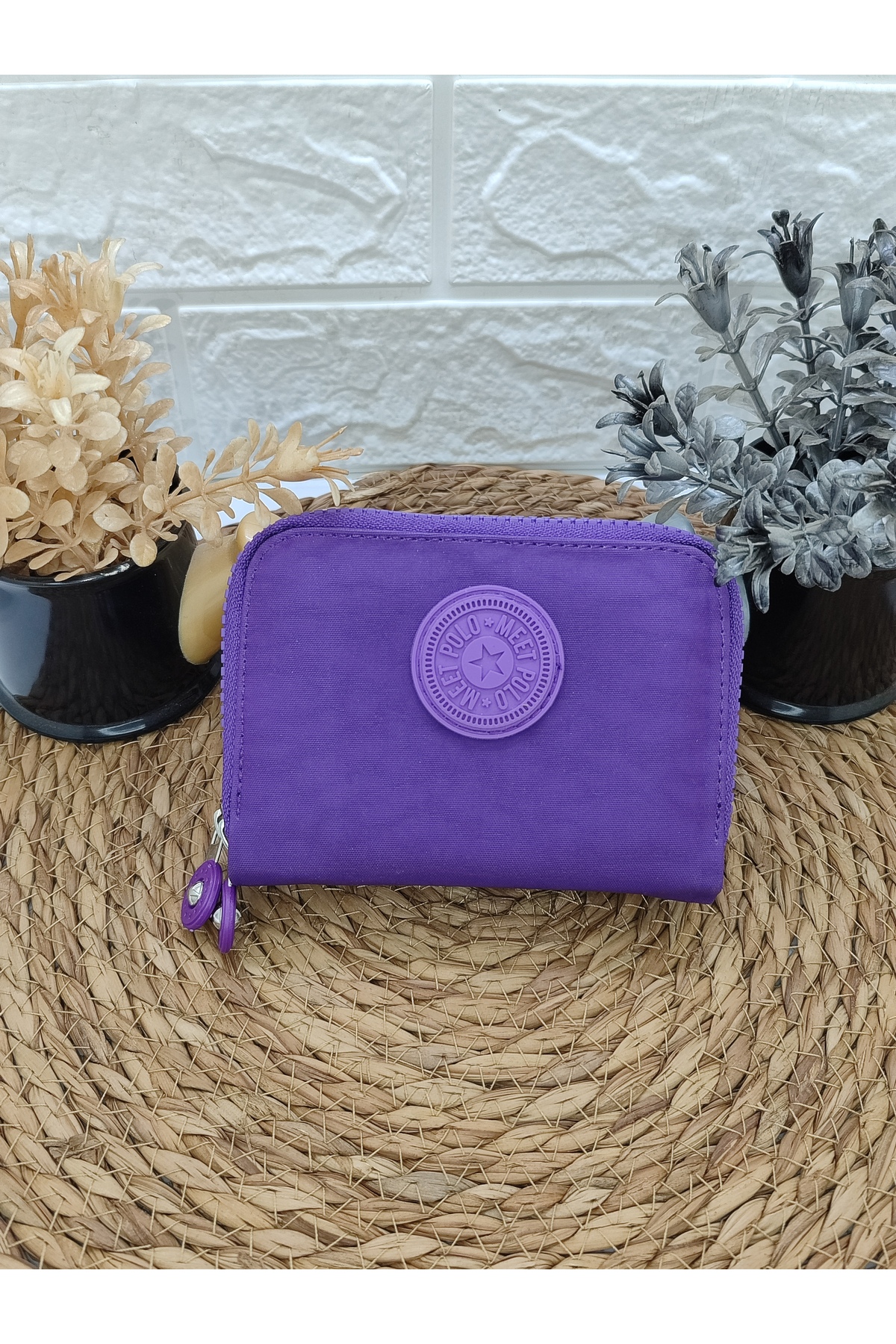 La'Graccia Krinkıl Kumaş Mor Küçük Boy Çift Gözlü El Çanta ve Cüzdan ...