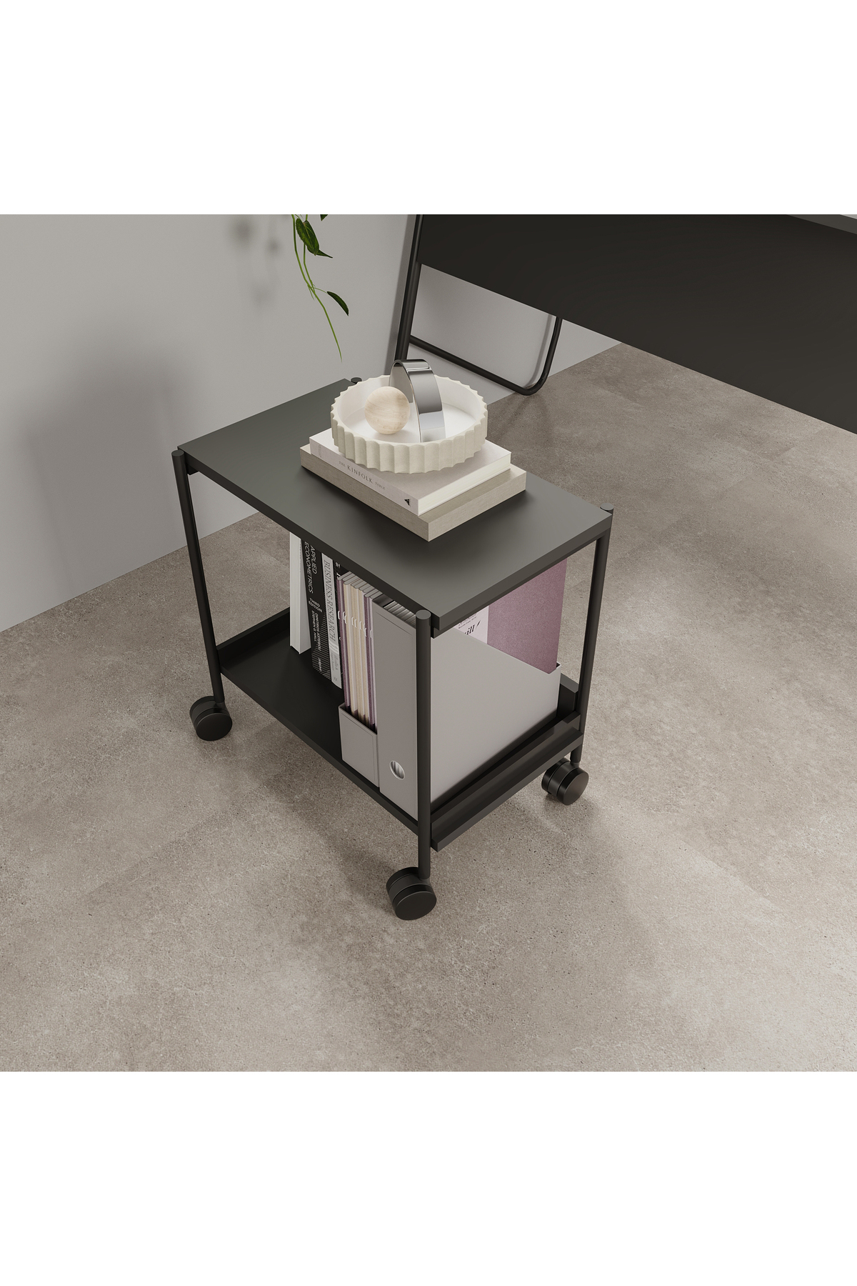 lagomood Ella Çalışma Masa Takımı 120 Ella Tekerlekli Sehpa Antrasit ...