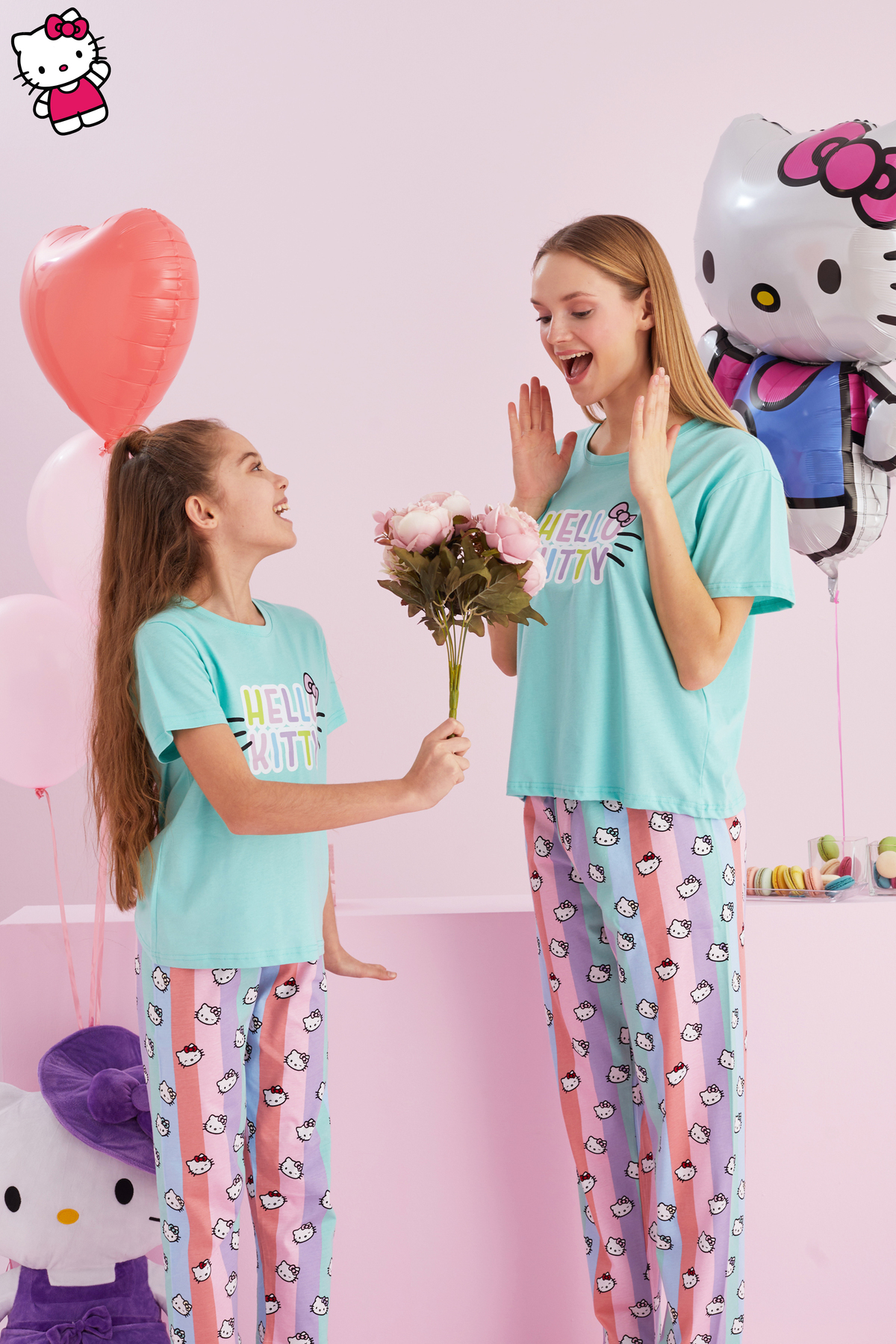 Siyah İnci Hello Kitty Lisanslı %100 Pamuk Yeşil Çok Renkli Bisklet ...