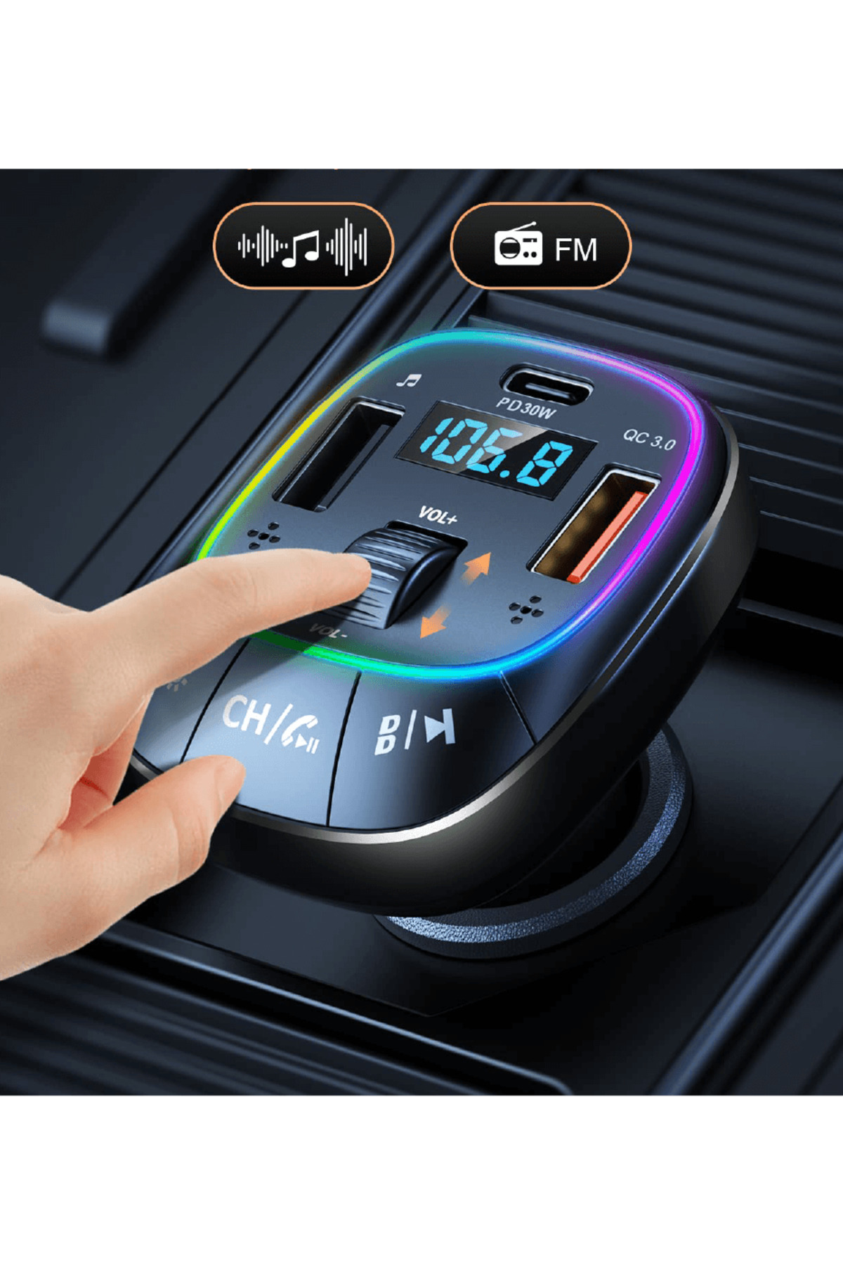 Genel Markalar GF17 Premium Dual port PD & QC3.0 48w 5.1 Bluetooth FM ...