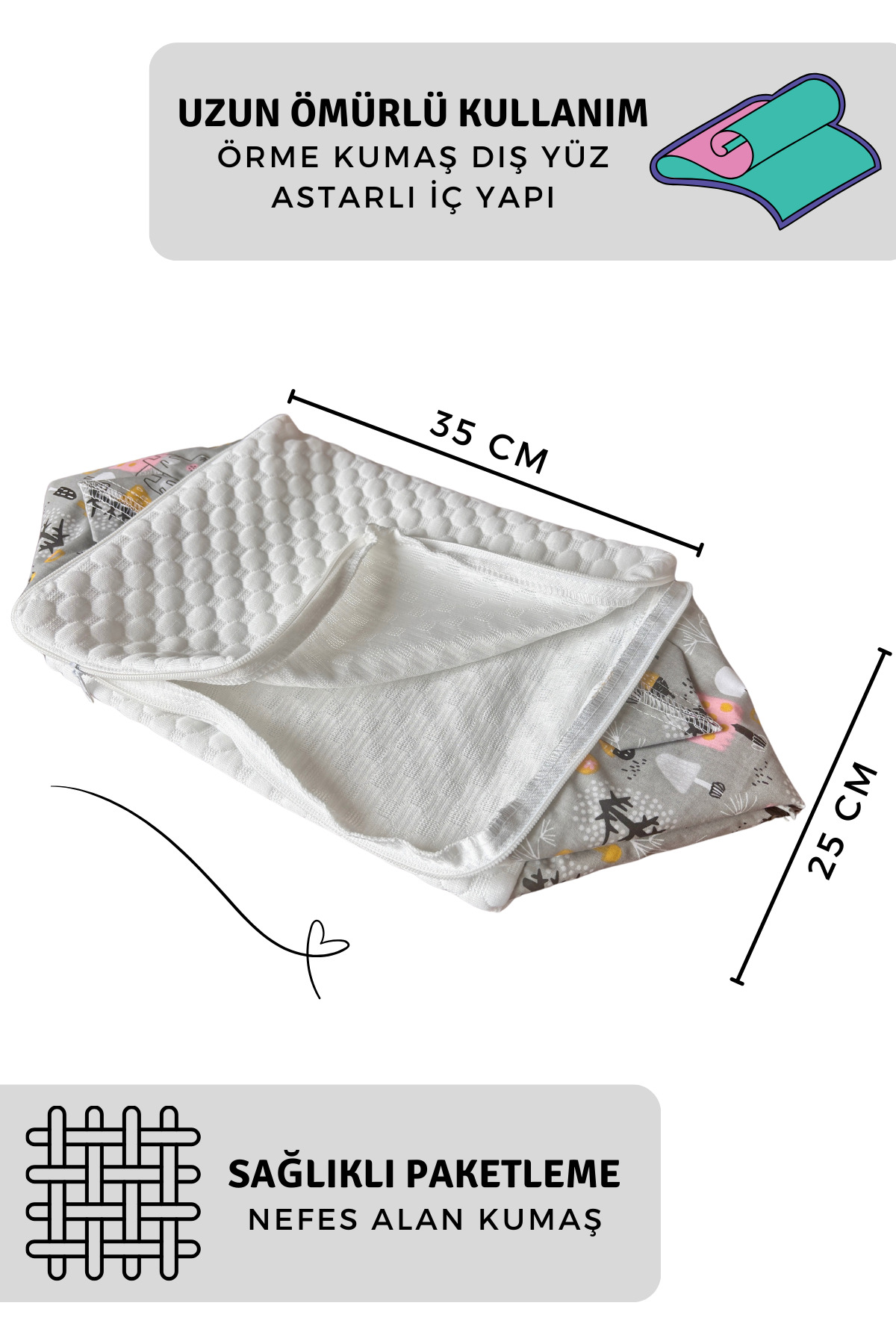 Badel Tekstil Baby Scrap, Gray Forest Pattern, Double Fabric, 25x25x35 ...